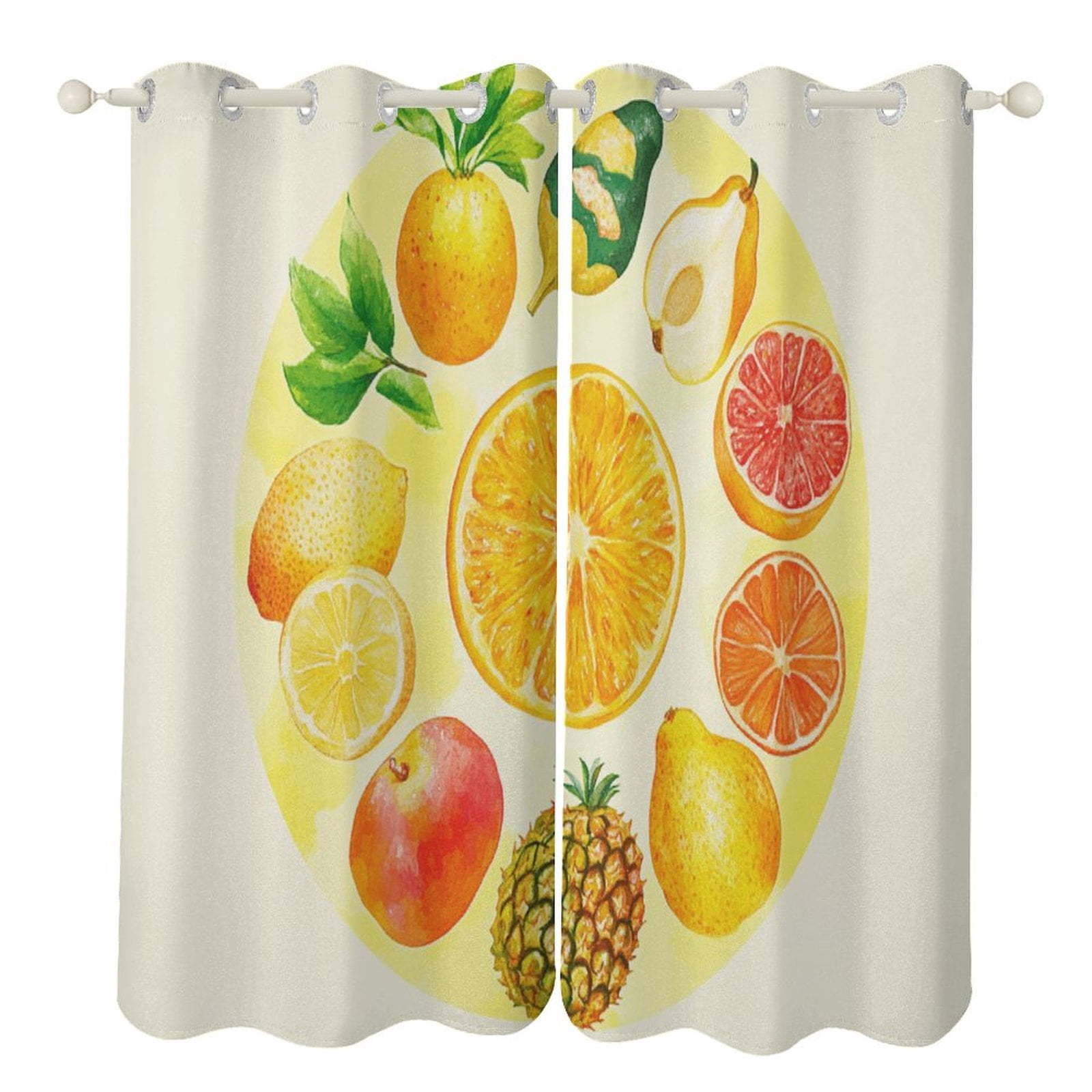 Summer Fruits 2 Panels 3D Printing Pattern Curtain for Bedroom Living ...