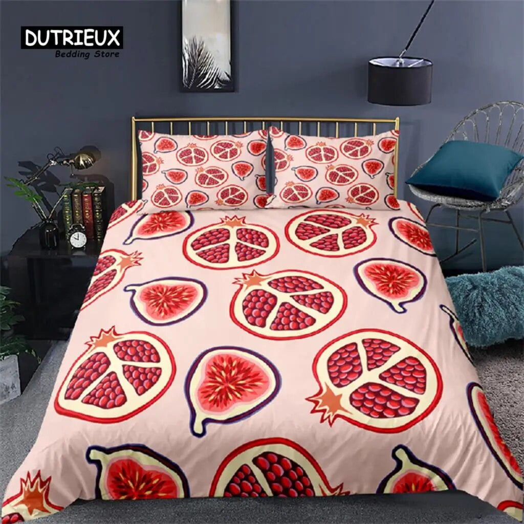 Summer Fruits Duvet Cover Pomegranate Orange Lemon Pattern 3D Print ...
