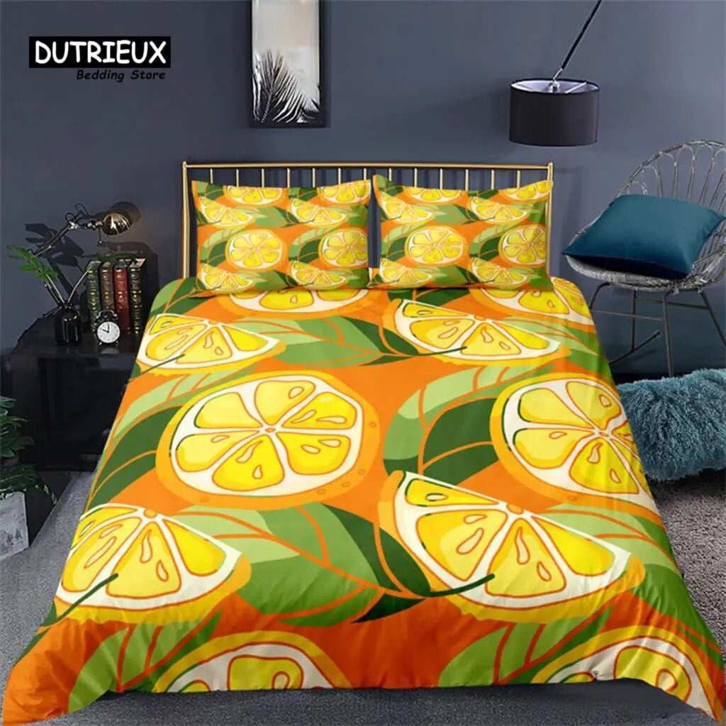 Summer Fruits Duvet Cover Pomegranate Orange Lemon Pattern 3D Print ...