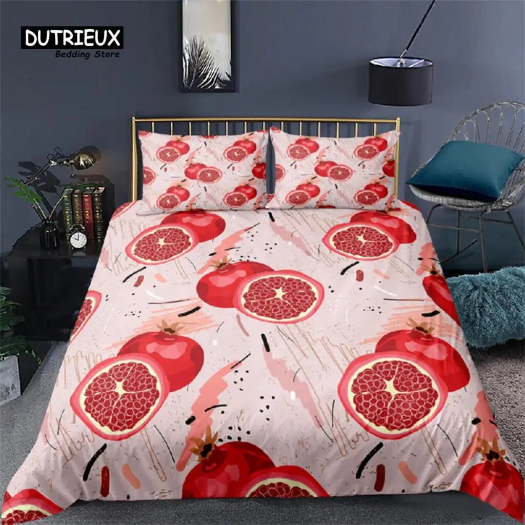 Summer Fruits Duvet Cover Pomegranate Orange Lemon Pattern 3D Print ...