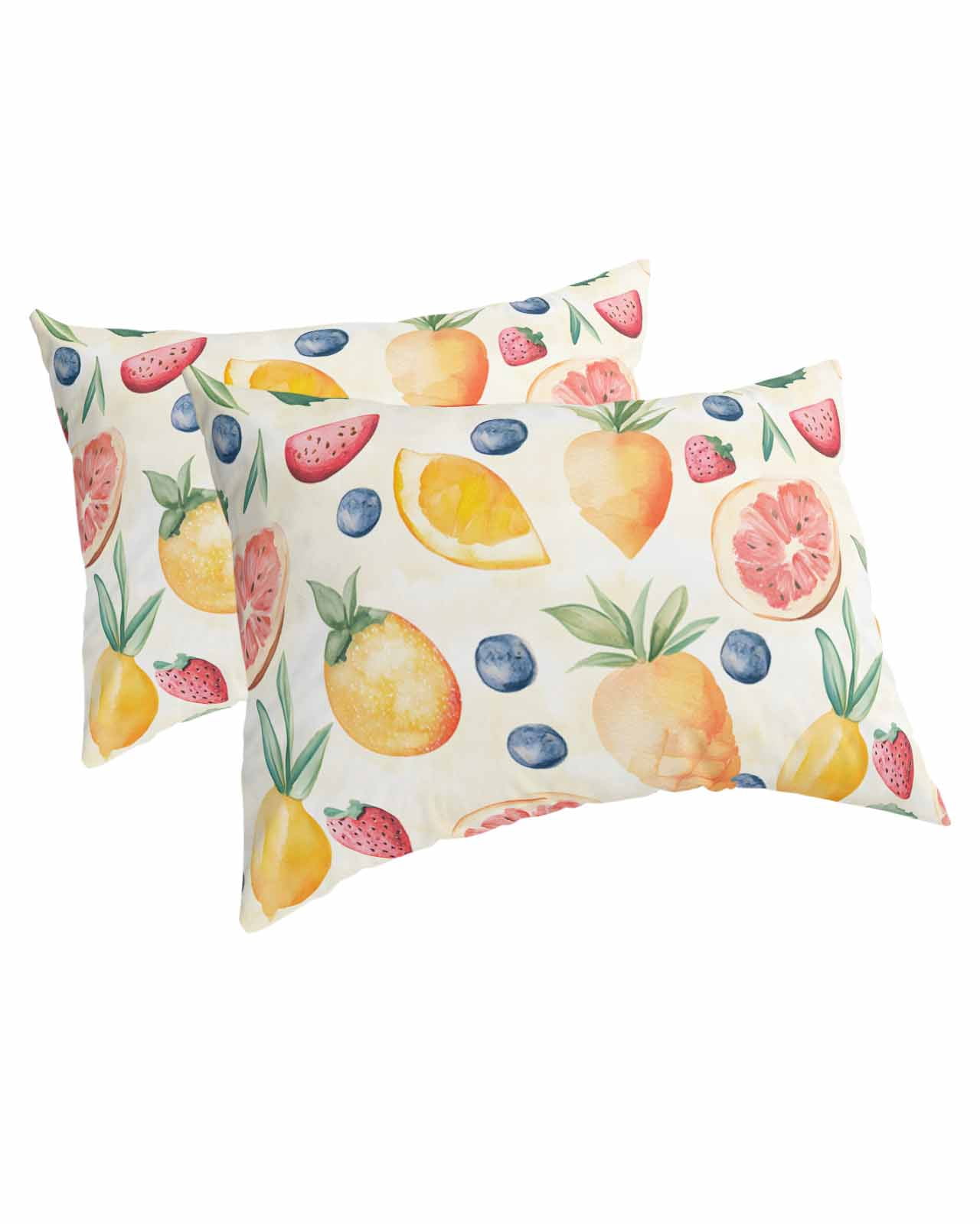 Summer Fruits Pillow Covers Standard Size 2 Pack, Yellow Red Blue ...