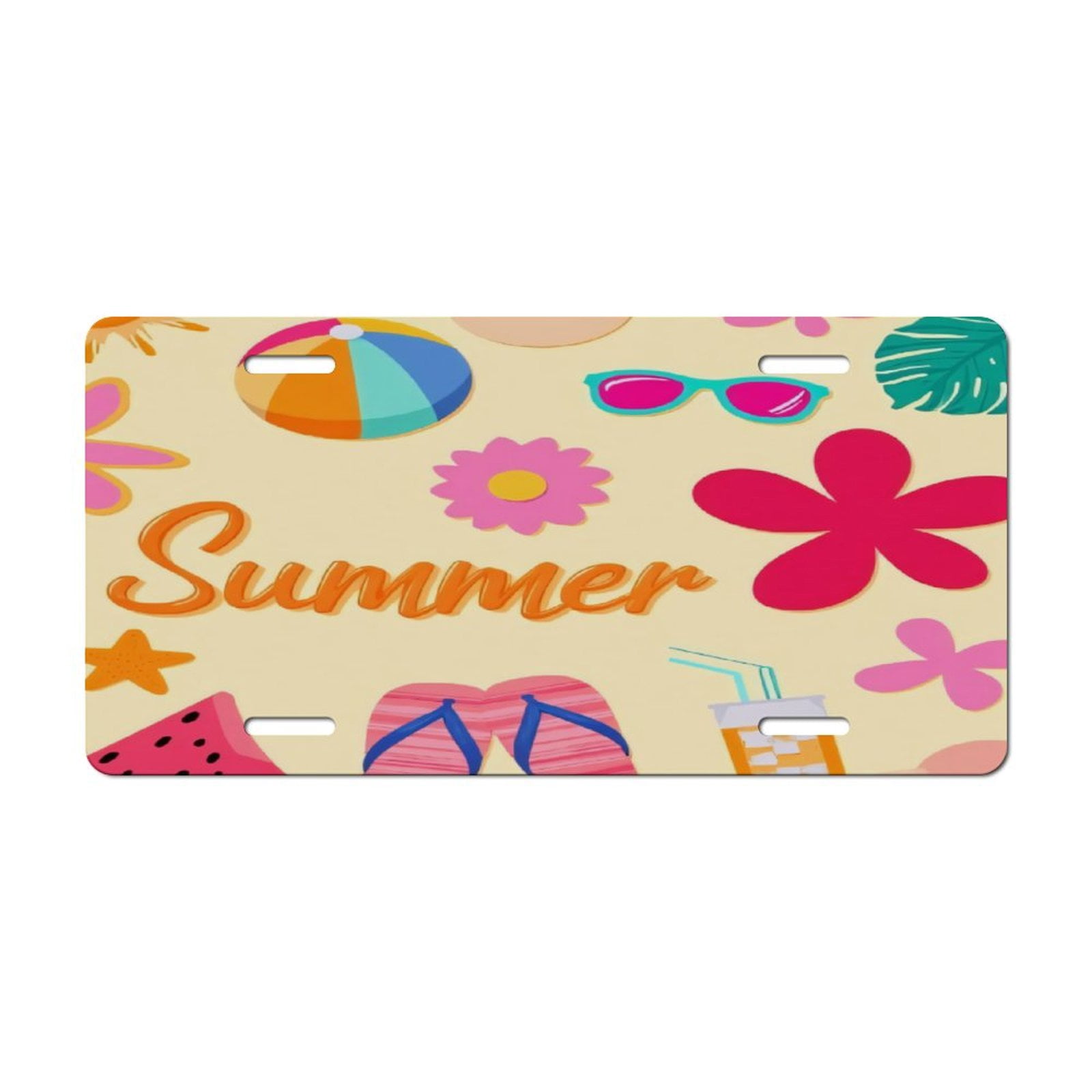 Summer Fun Beach Vibes Car Decorative Front License Plate,Vanity Tag ...