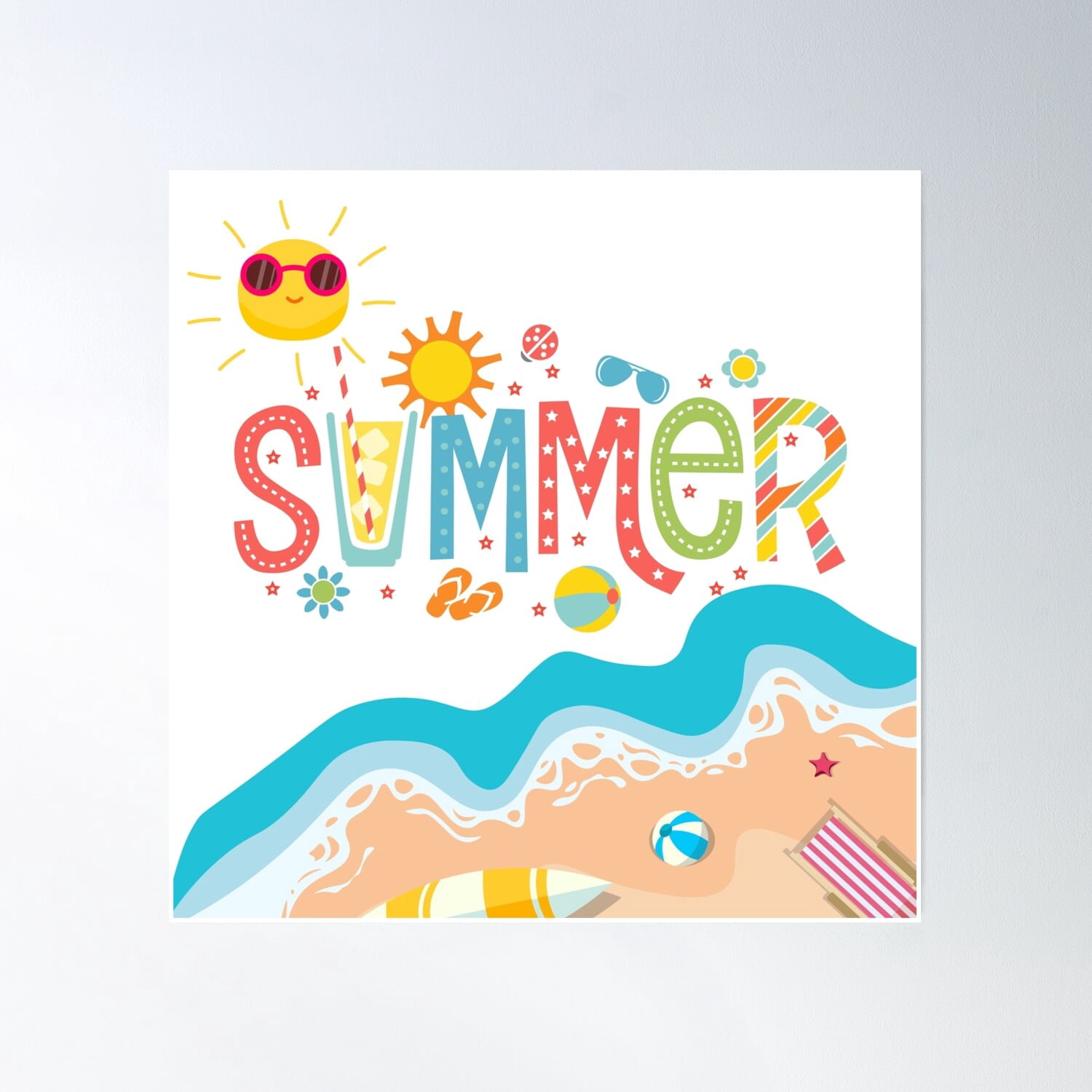 Summer Fun Poster Wall Art, Modern Wall Decor, 16x16 UNFRAMED - Walmart.com