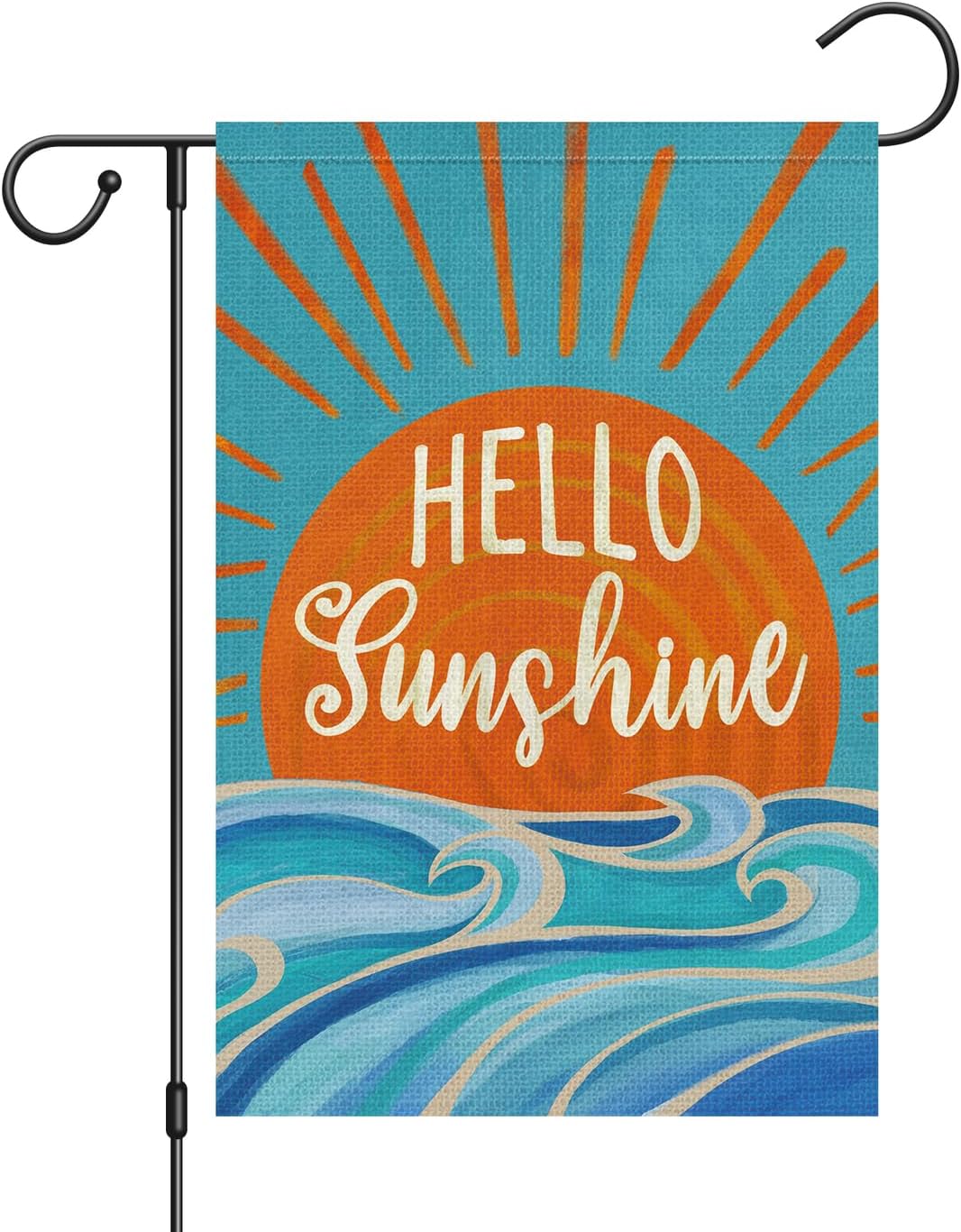 Summer Garden Flag 12x28 inch Double Sided, Burlap Small Hello Sunshine ...