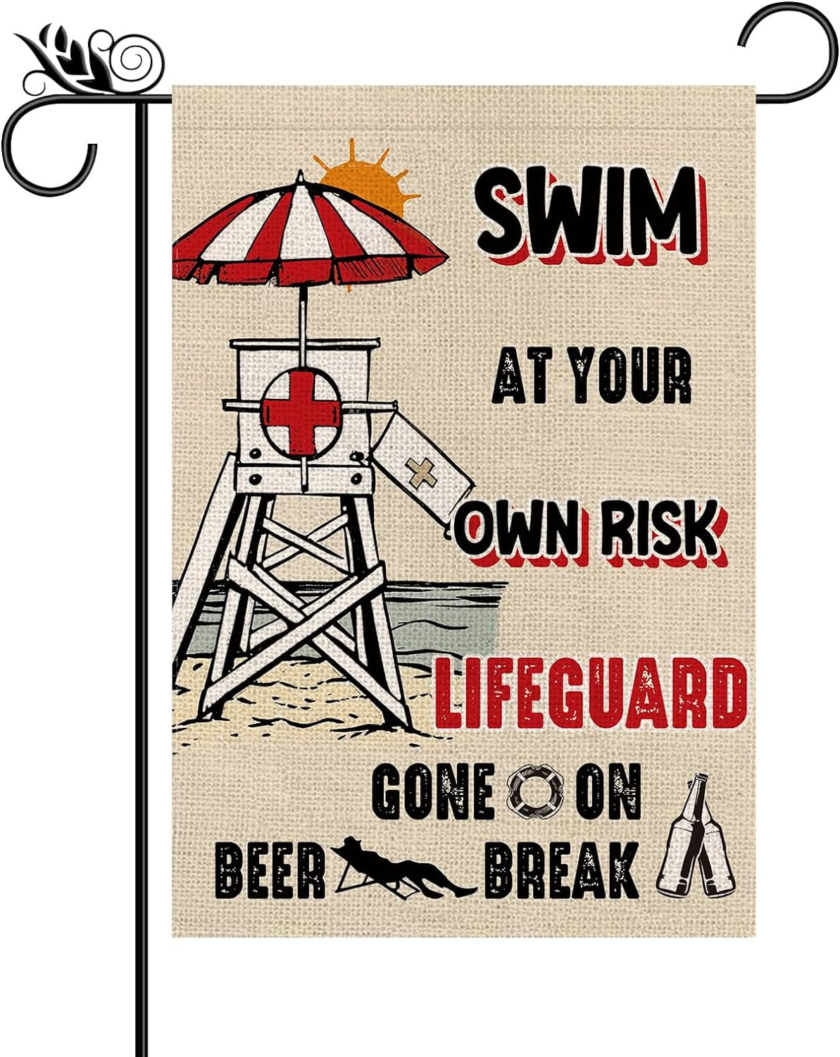 Summer Garden Flag Beach Rules Sign Swim At Your Own Risk Vertical ...