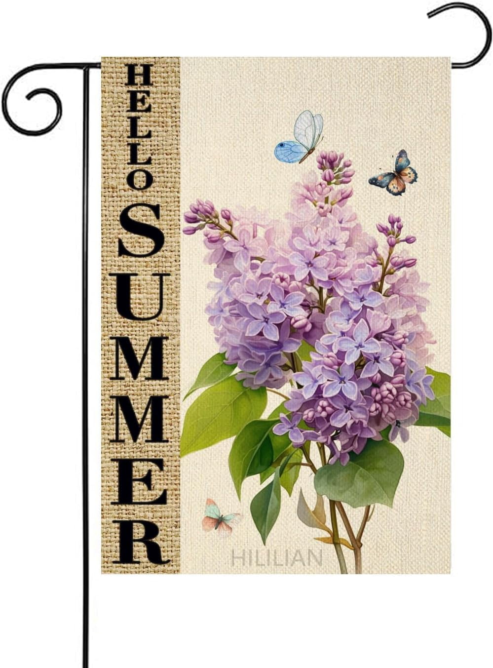 Summer Garden Flag Red Geranium Welcome Summer Butterfly Flowers Garden ...