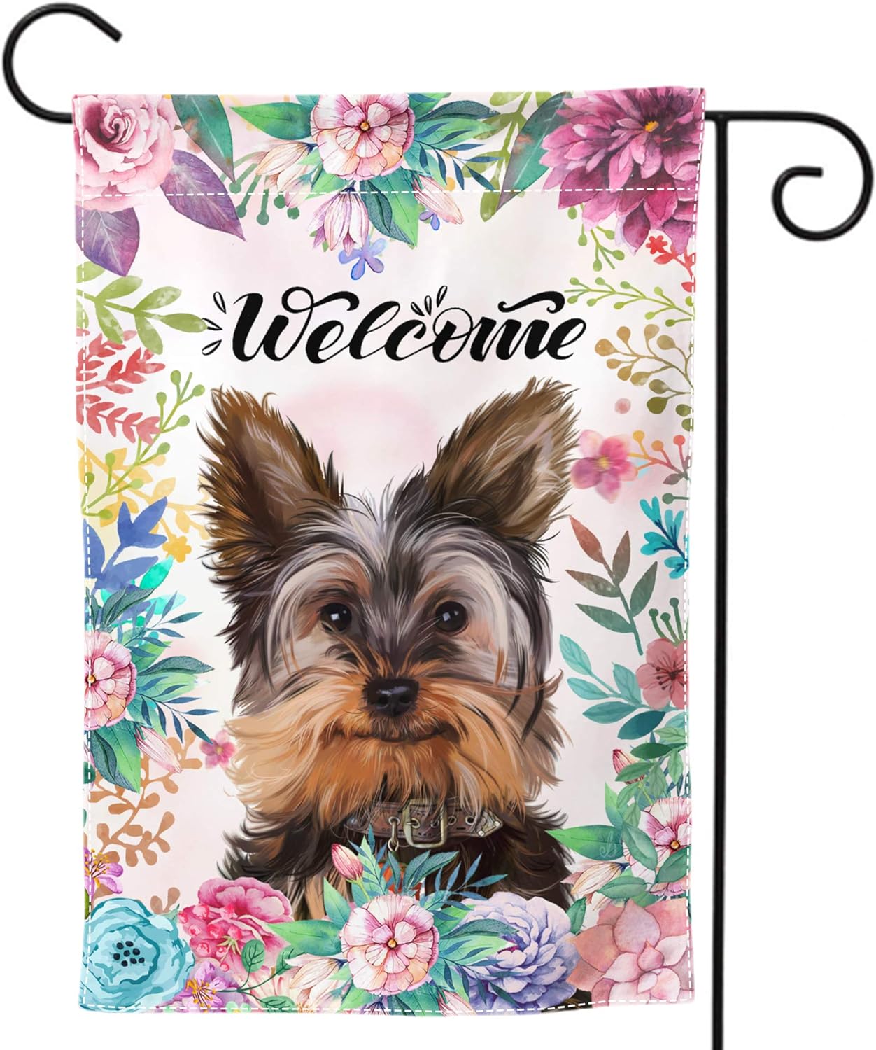 Summer Garden Flag with Yorkshire, 12 x 18 Inch Double Sided Yorkie ...