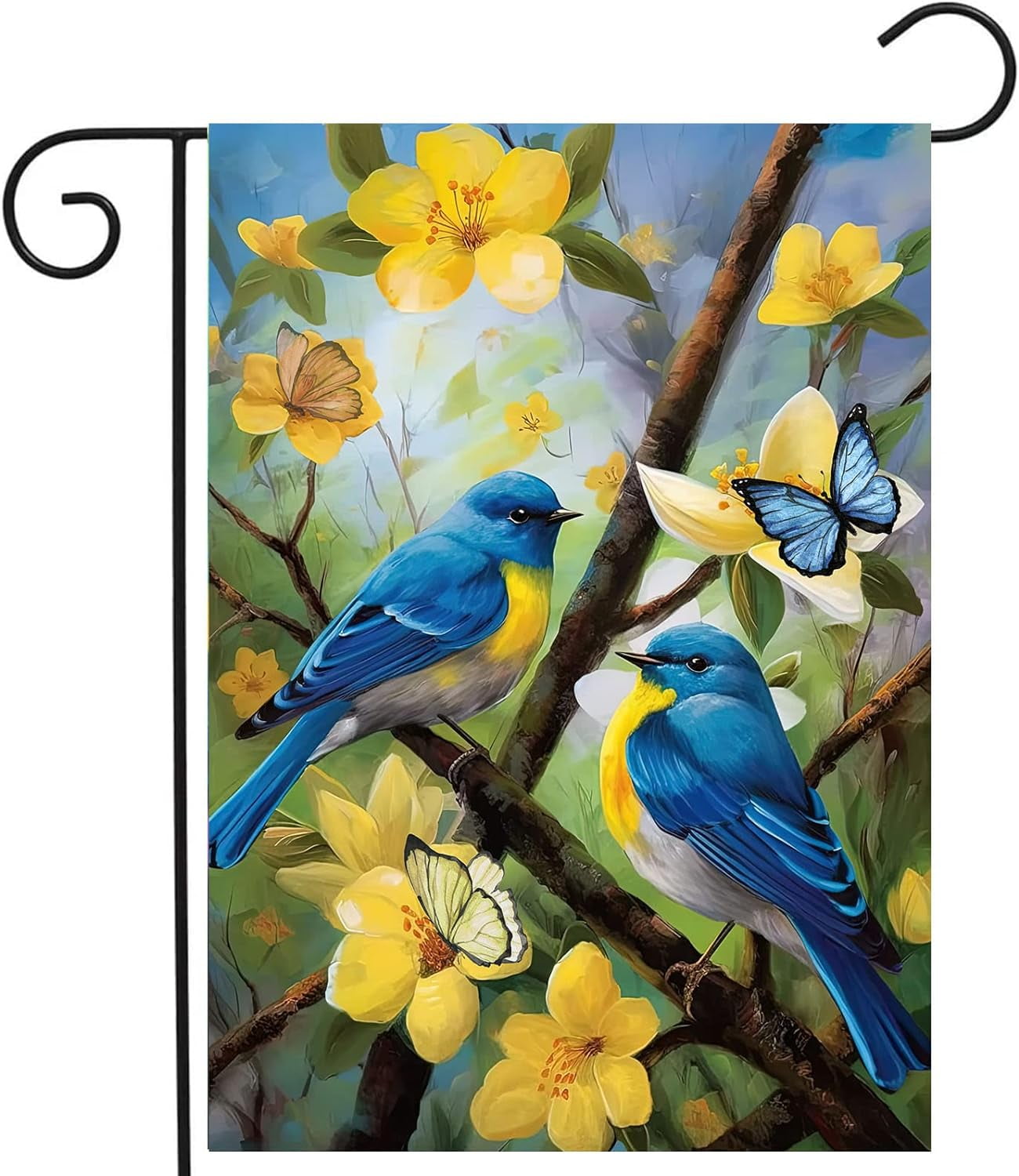 Summer Garden Flags Floral Bluebird Garden Flag Flower Spring Yard ...