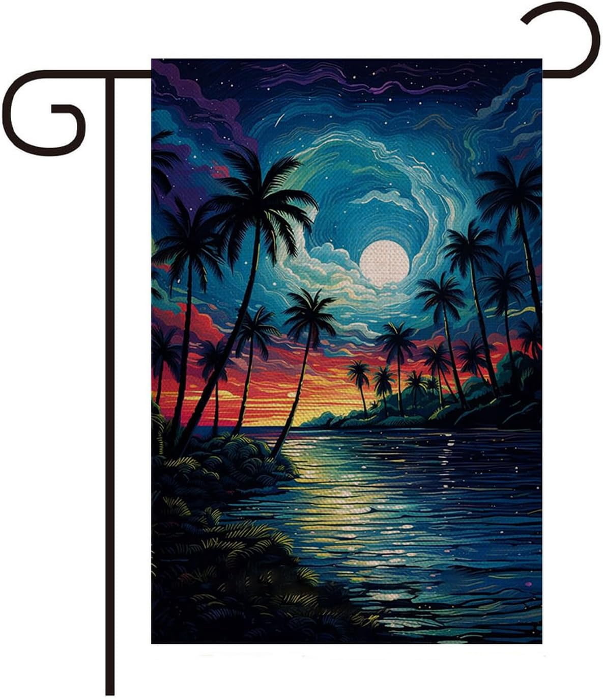 Summer Garden Flags Tropical Palm Tree Seaside Sea Landscape Design ...