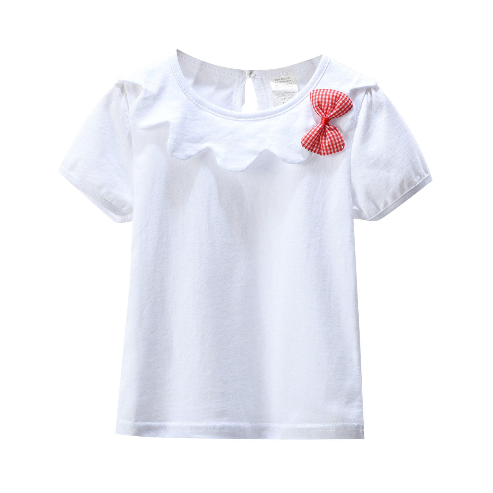 BJUTIR Summer Girls Flower Neck Bow Short Sleeve T Casual Outing ...