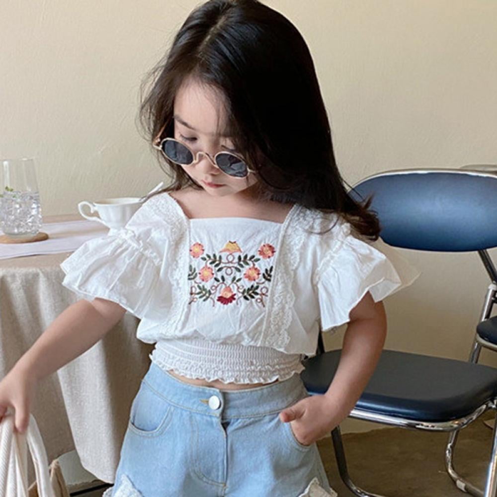 Summer Girls Sweet Lovely Square Collar Flared Sleeves Pure Color ...