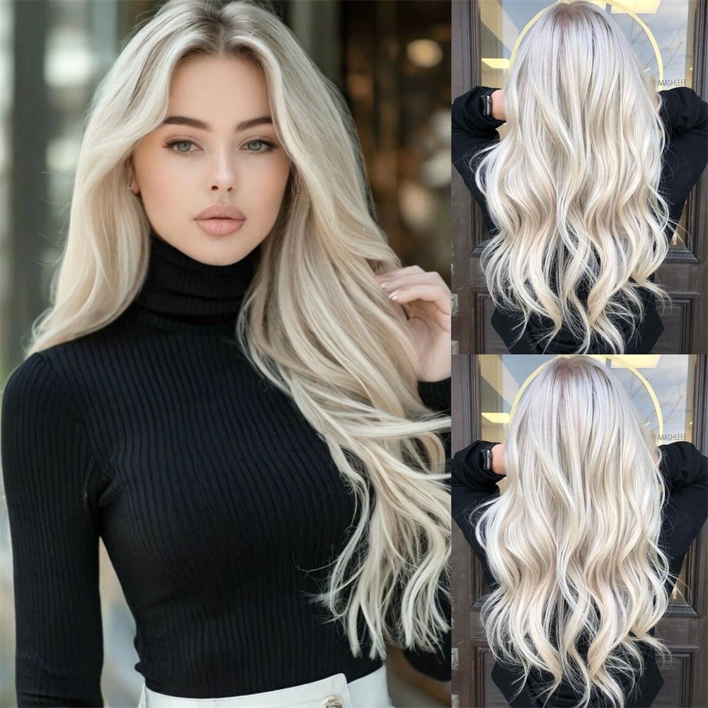 Summer Glacier Platinum Blonde Invisible Root Smudge Brazilian Virgin ...