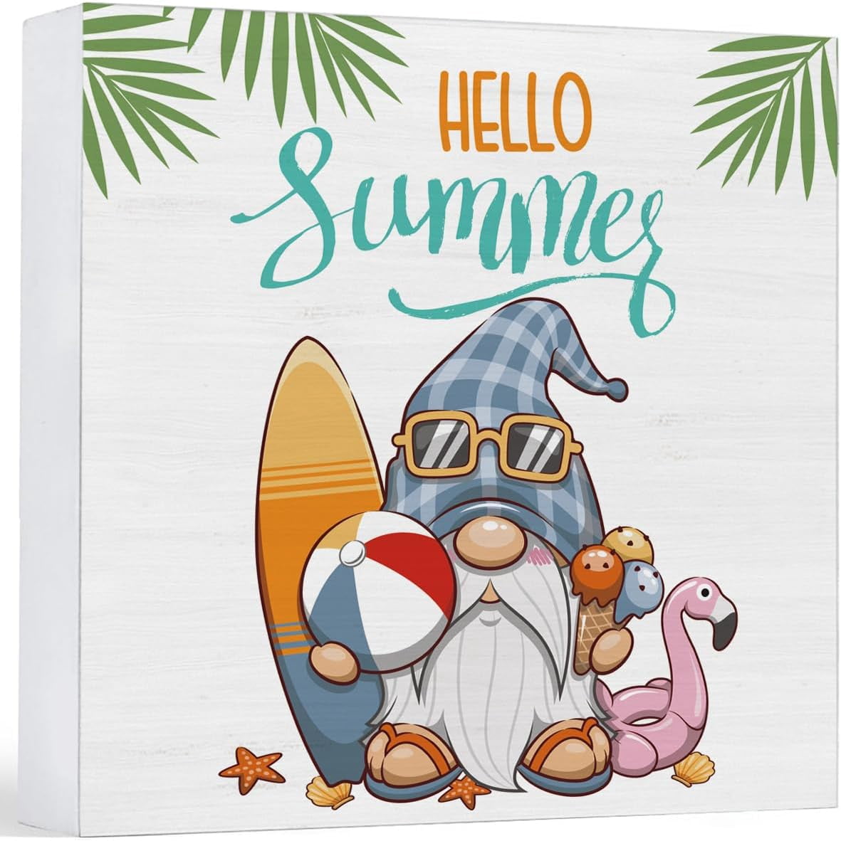 Summer Gnome Decor Beach Wood Sign Hello Summer Decorations Farmhouse ...