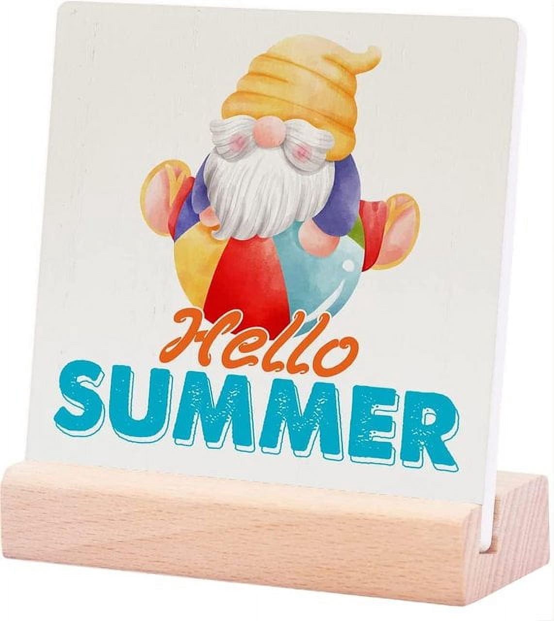 Summer Gnome Table Sign Hello Summer Table Sign Plaque Desk Decor ...