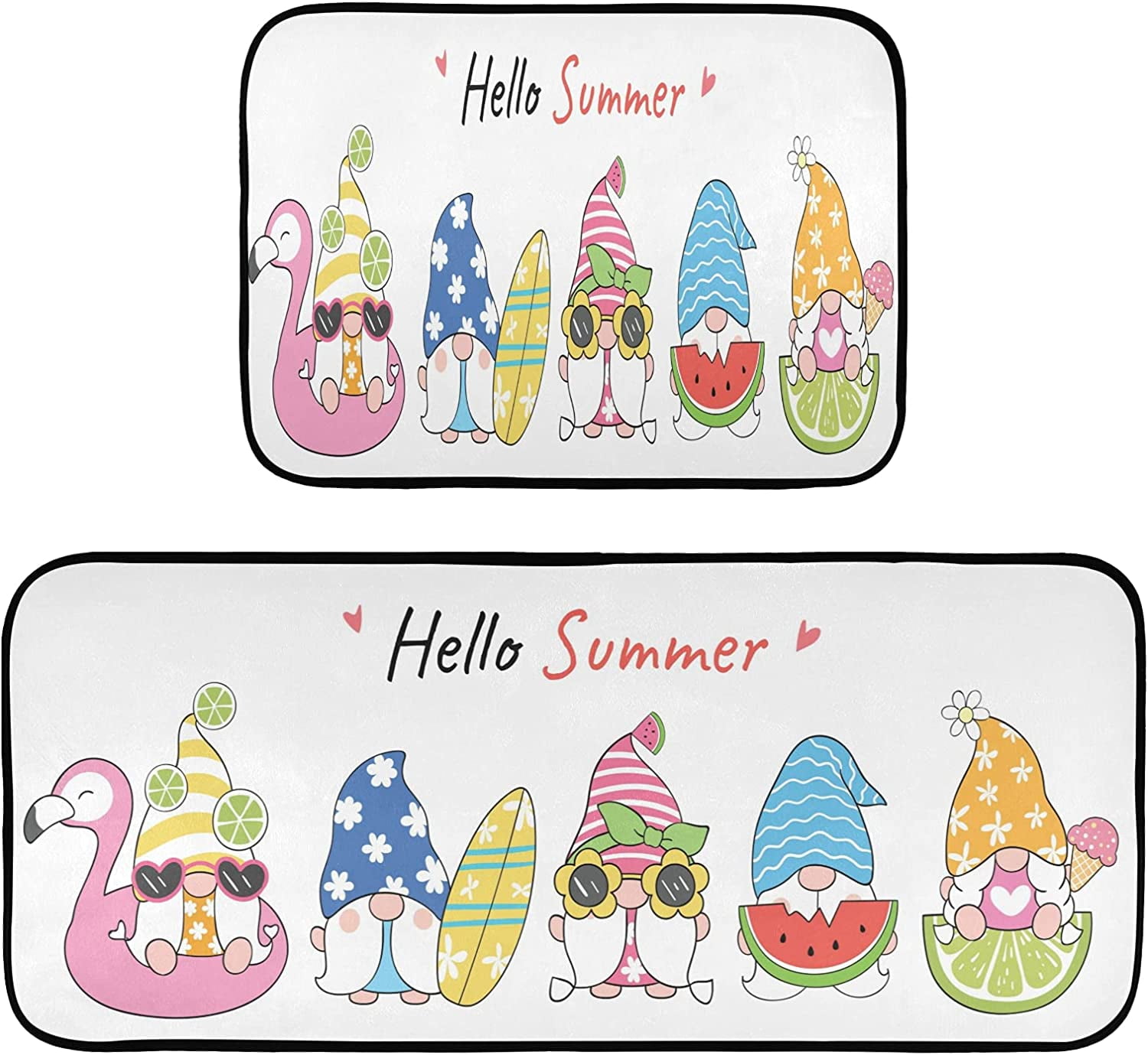 Summer Gnomes Kitchen Mats Tropical Beach Watermelon Floral Kitchen ...
