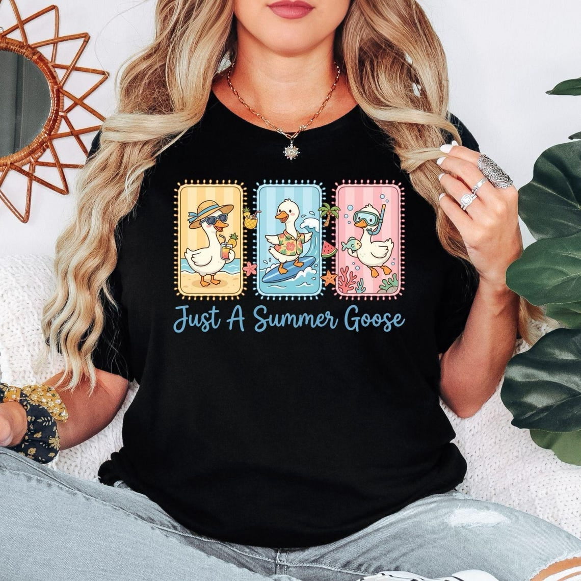 Summer Goose Beach Coastal Animal T-Shirt - Walmart.com