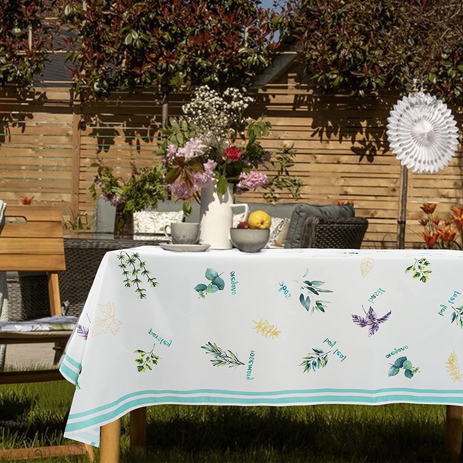 Summer Green Leaf Table Clothes for Rectangle Tables 60 x 84,Perfect ...
