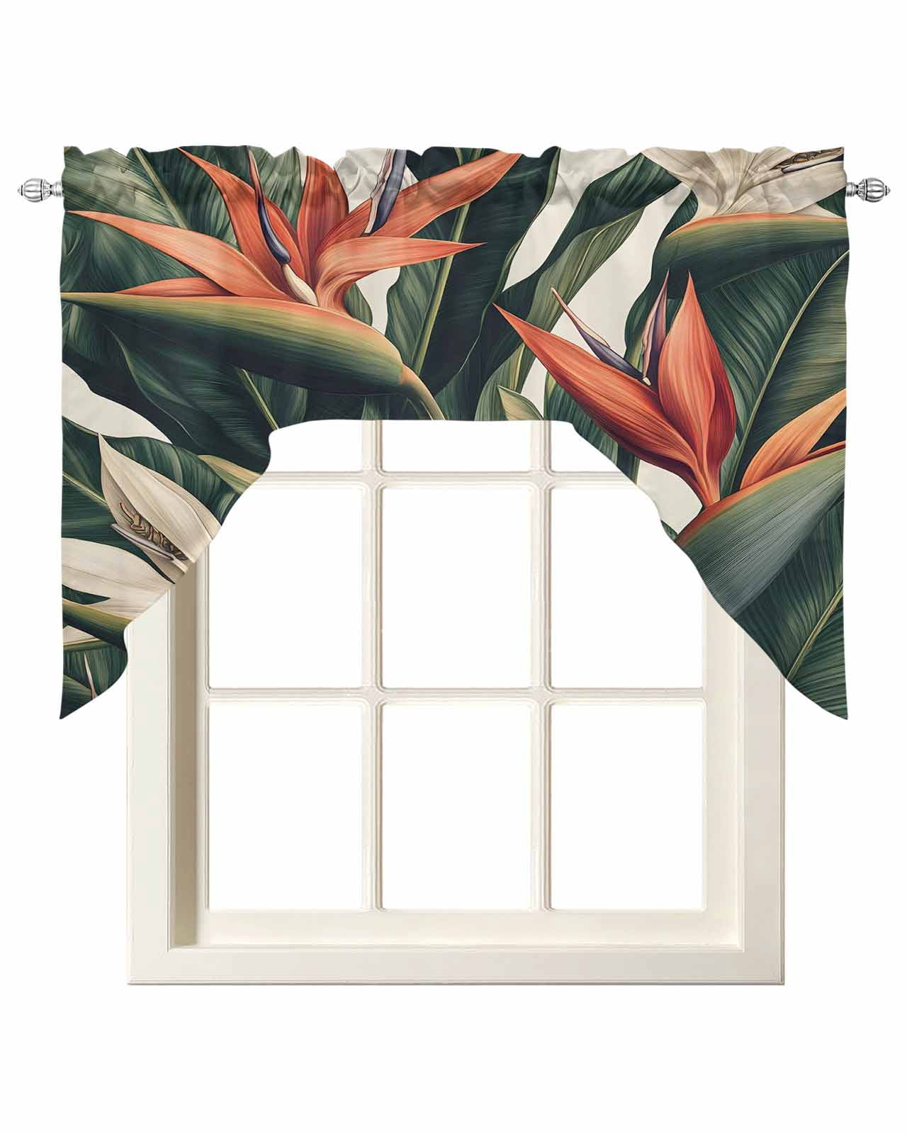 Summer Green Leaves Kitchen Curtains Swag Valance for Windows/Bathroom ...