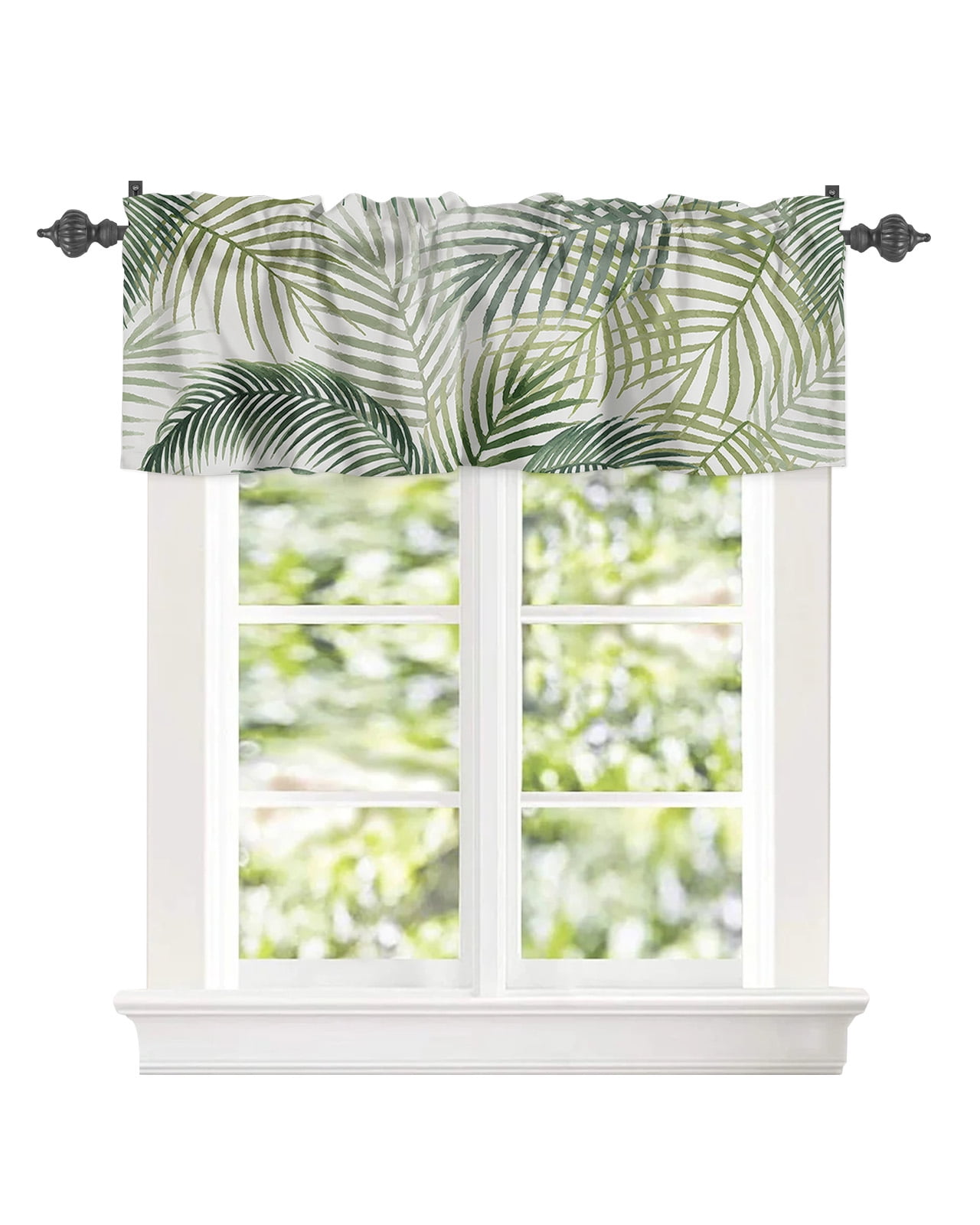 Curtain Valance for Windows Summer Green Palm Trees Kitchen Valances ...