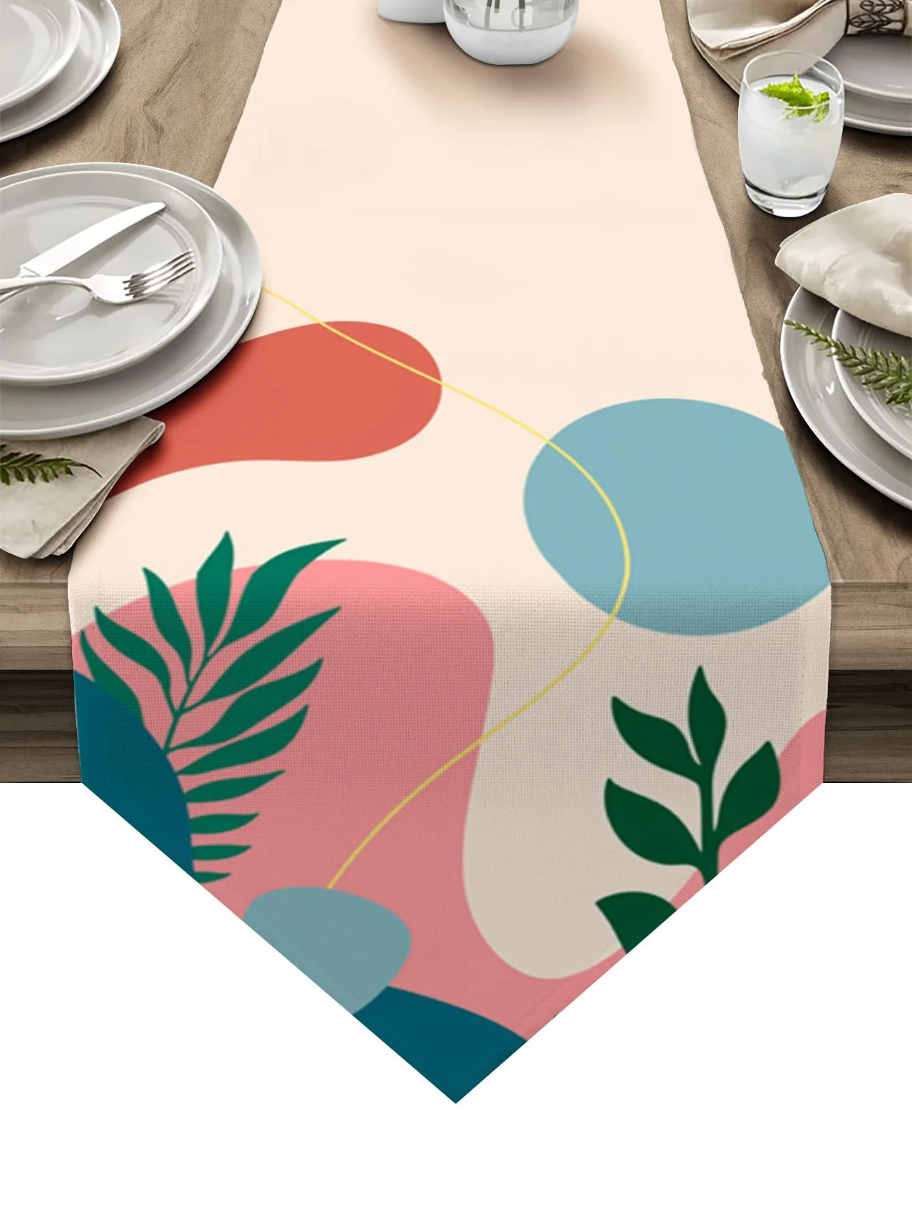 Summer Green Tropical Plants Leaves Table Runner for Wedding Hotel ...