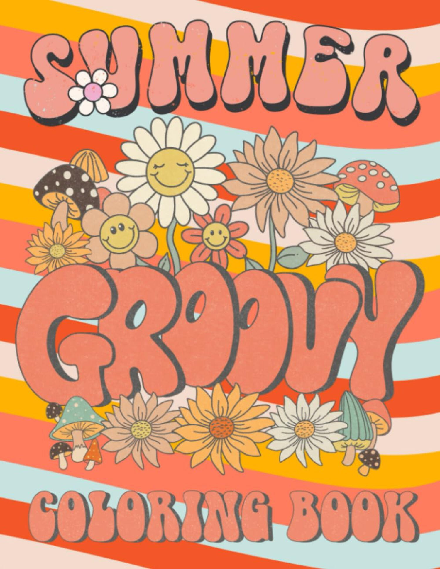 Summer Groovy Coloring Book: Summer Preppy and Aesthetic Art Coloring ...