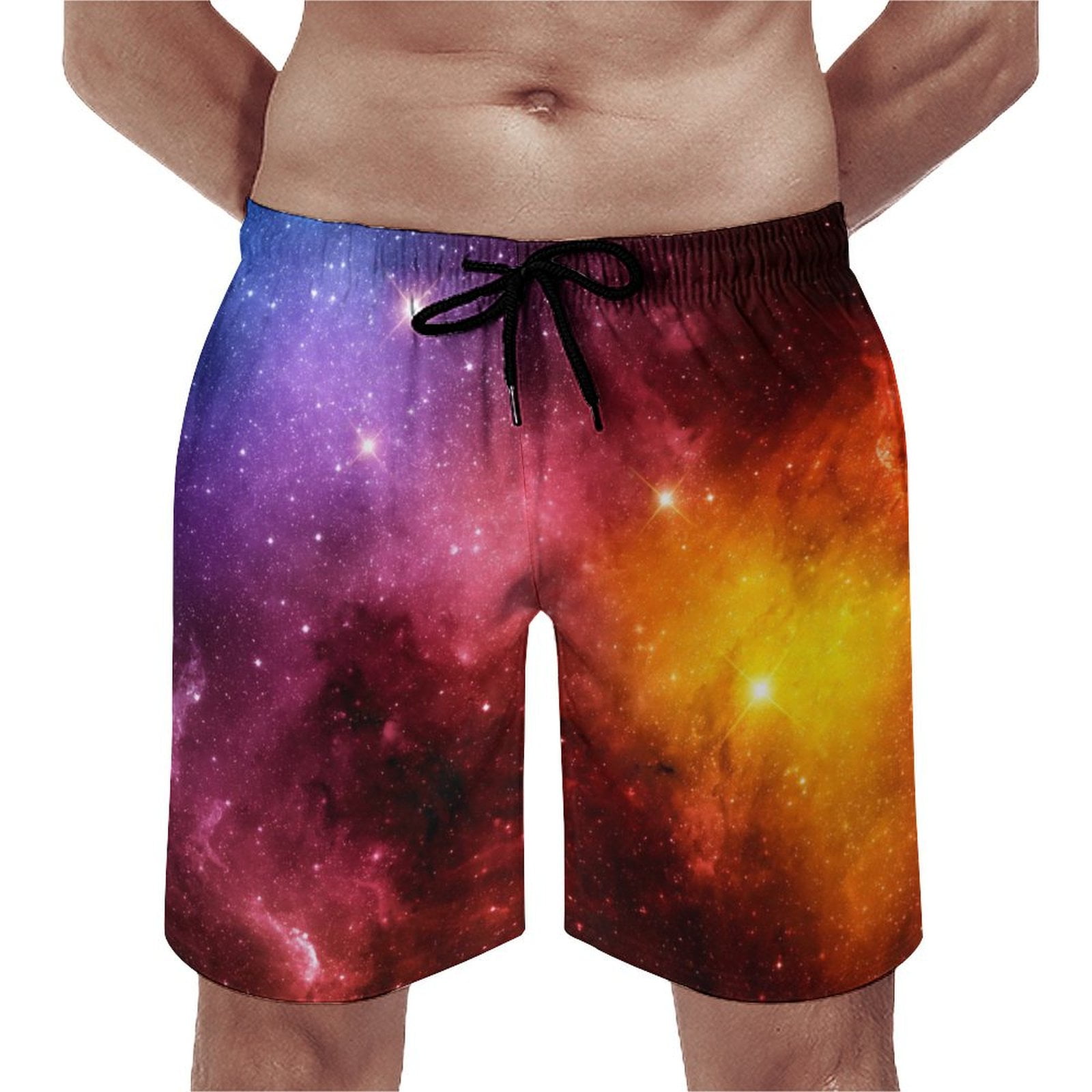 Summer Gym Shorts Colorful Galaxy Surfing Stars and Nebula Custom Beach ...