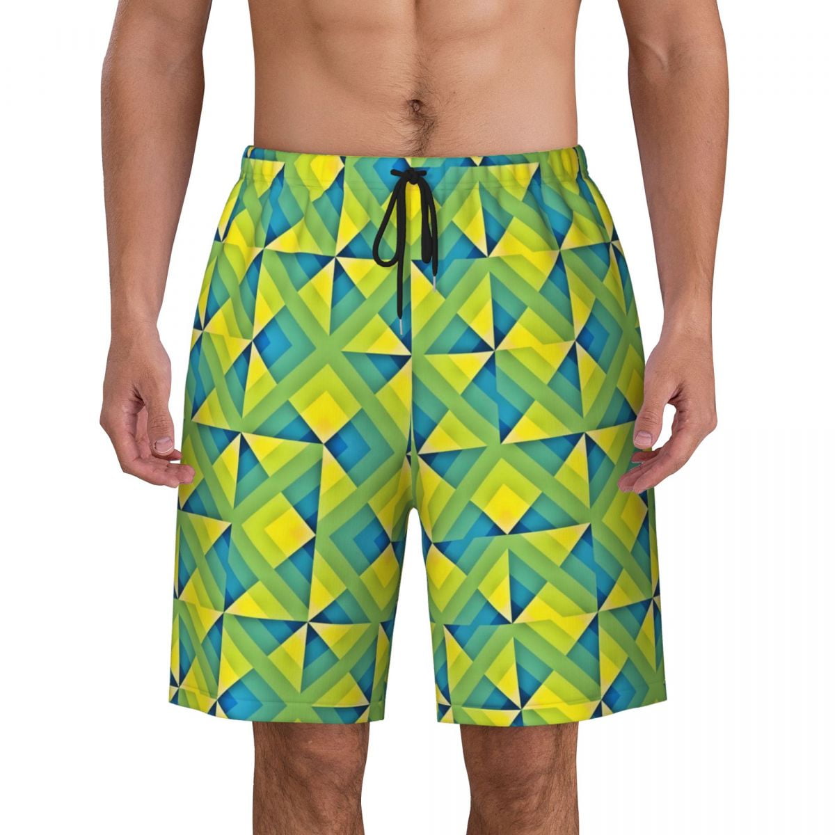 Summer Gym Shorts Male Geo Print Retro Daisy Flowers Custom Beach ...