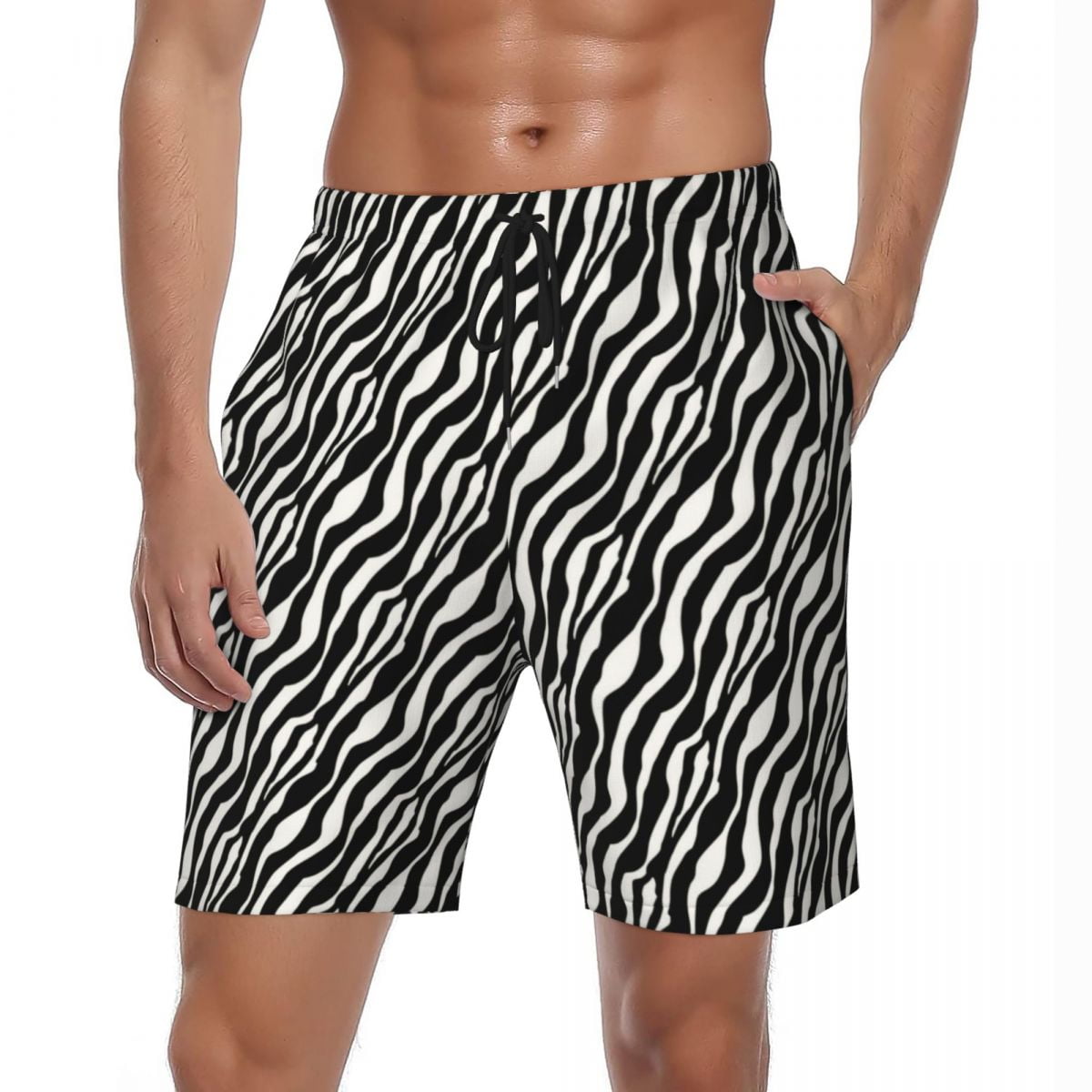 Summer Gym Shorts Men Zebra Stripe Running Surf Animal Print Custom ...