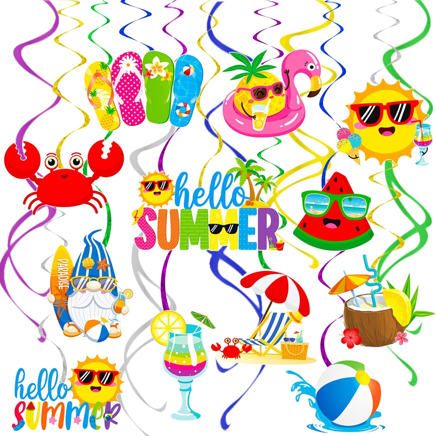 Summer Hanging Swirls Beach Pool Hanging Swirls 20Pcs Summer Party ...