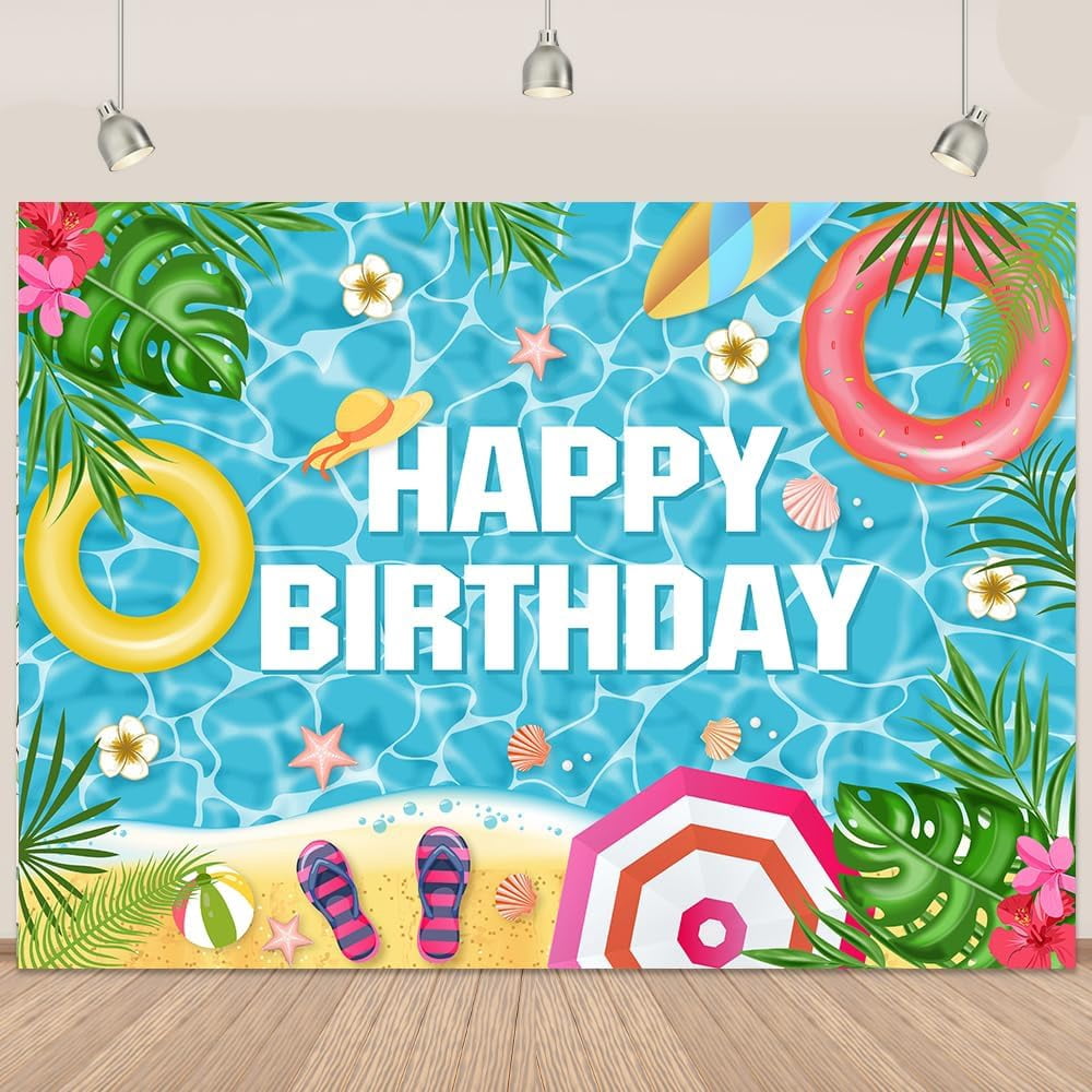 Summer Happy Birthday Beautiful Backdrop Blue Beach Summer Backdrops ...