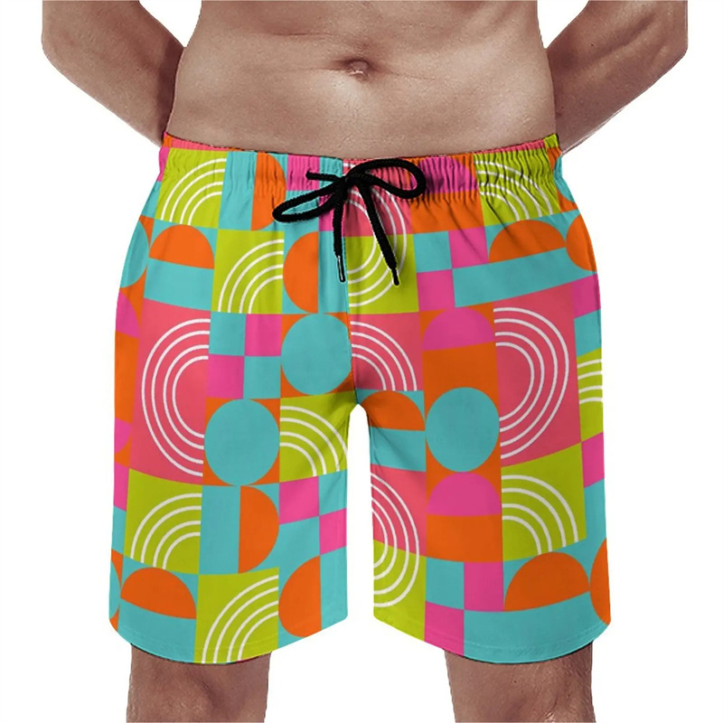 Summer Harajuku New 3D ic Color Block Board Printing Beach Shorts Men ...