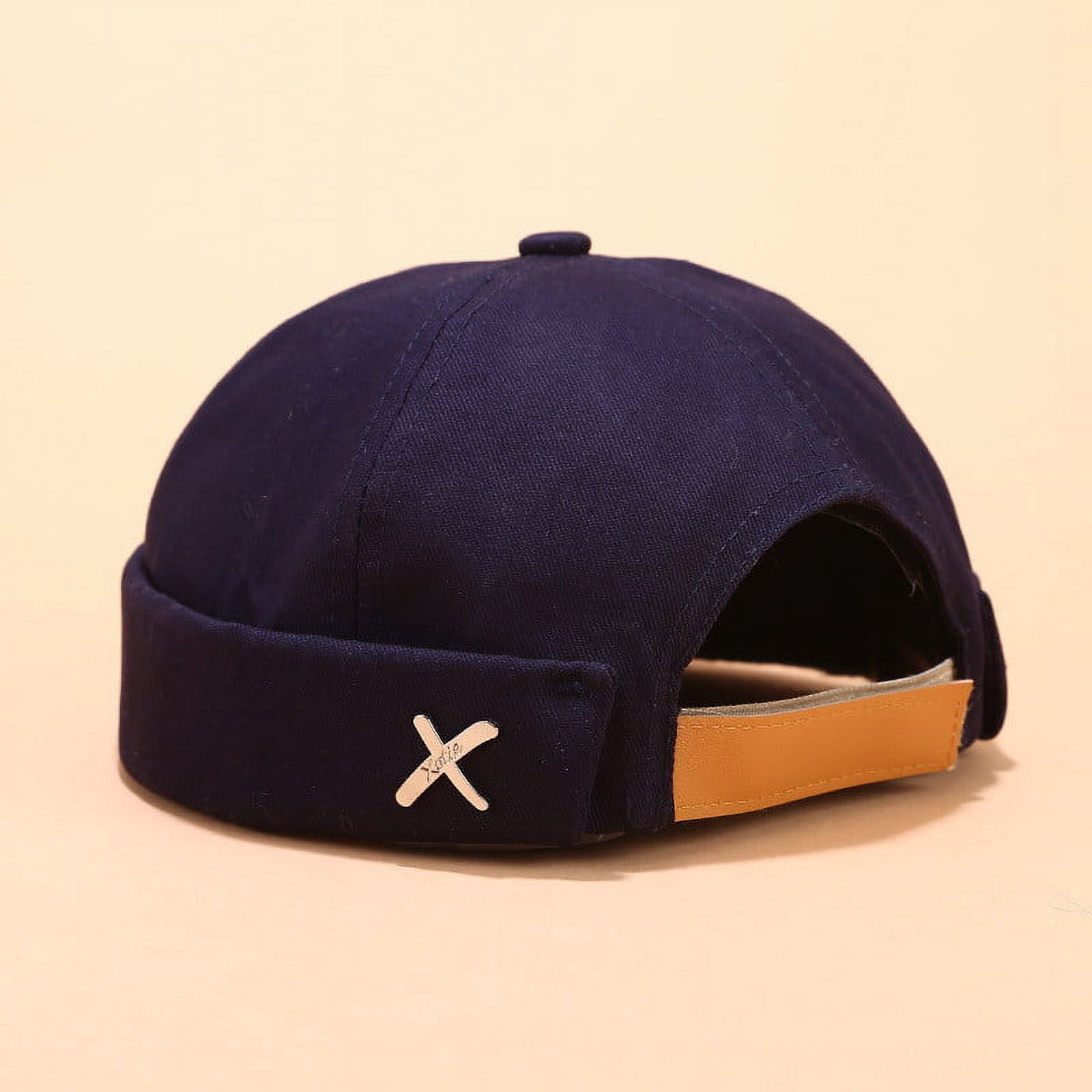 Summer Hats, Navy Casual Sailor Mechanic Brimless Solid Color Hat, Hats ...