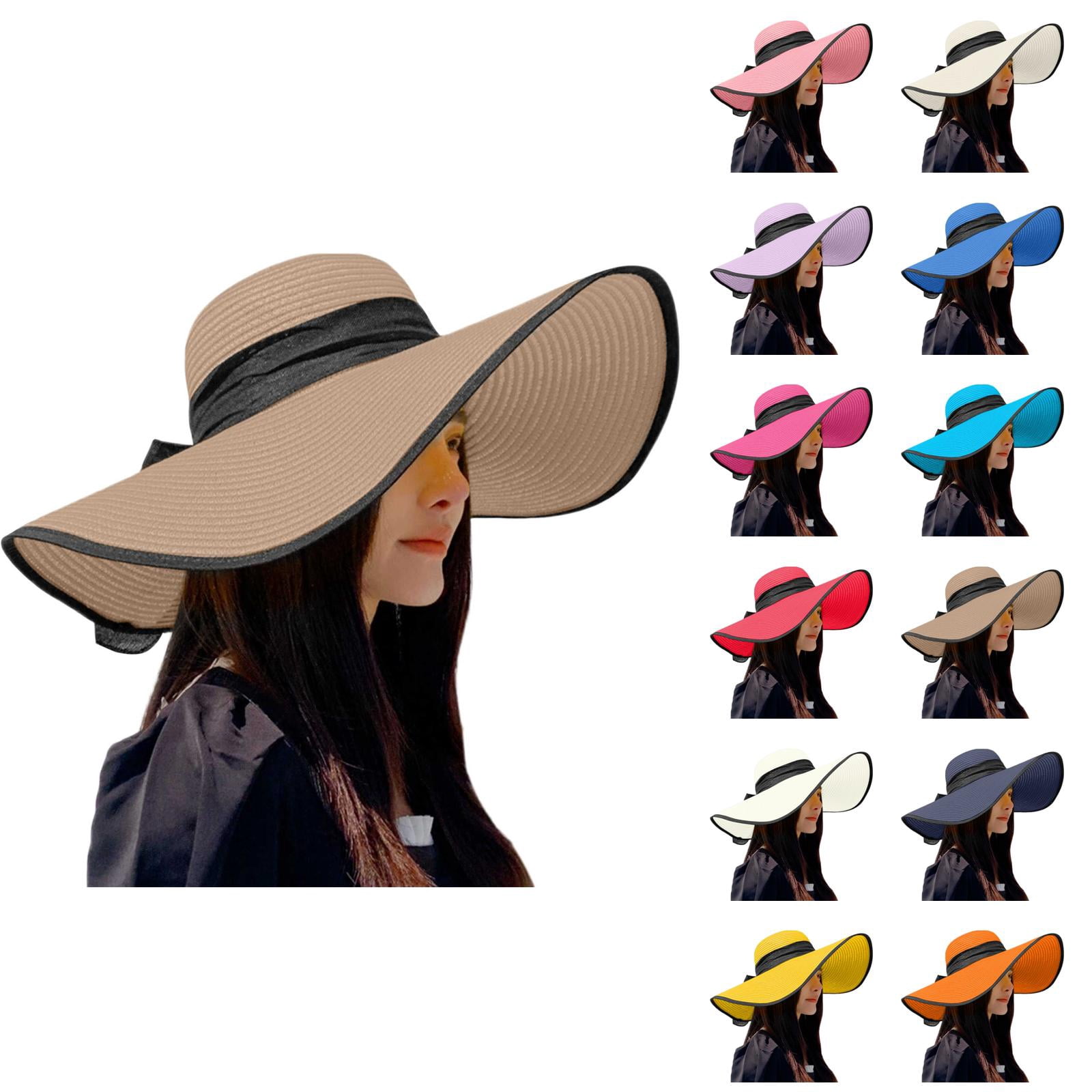 Summer Hats for Women – Wide Brim Foldable Straw Sun Hat, Packable ...