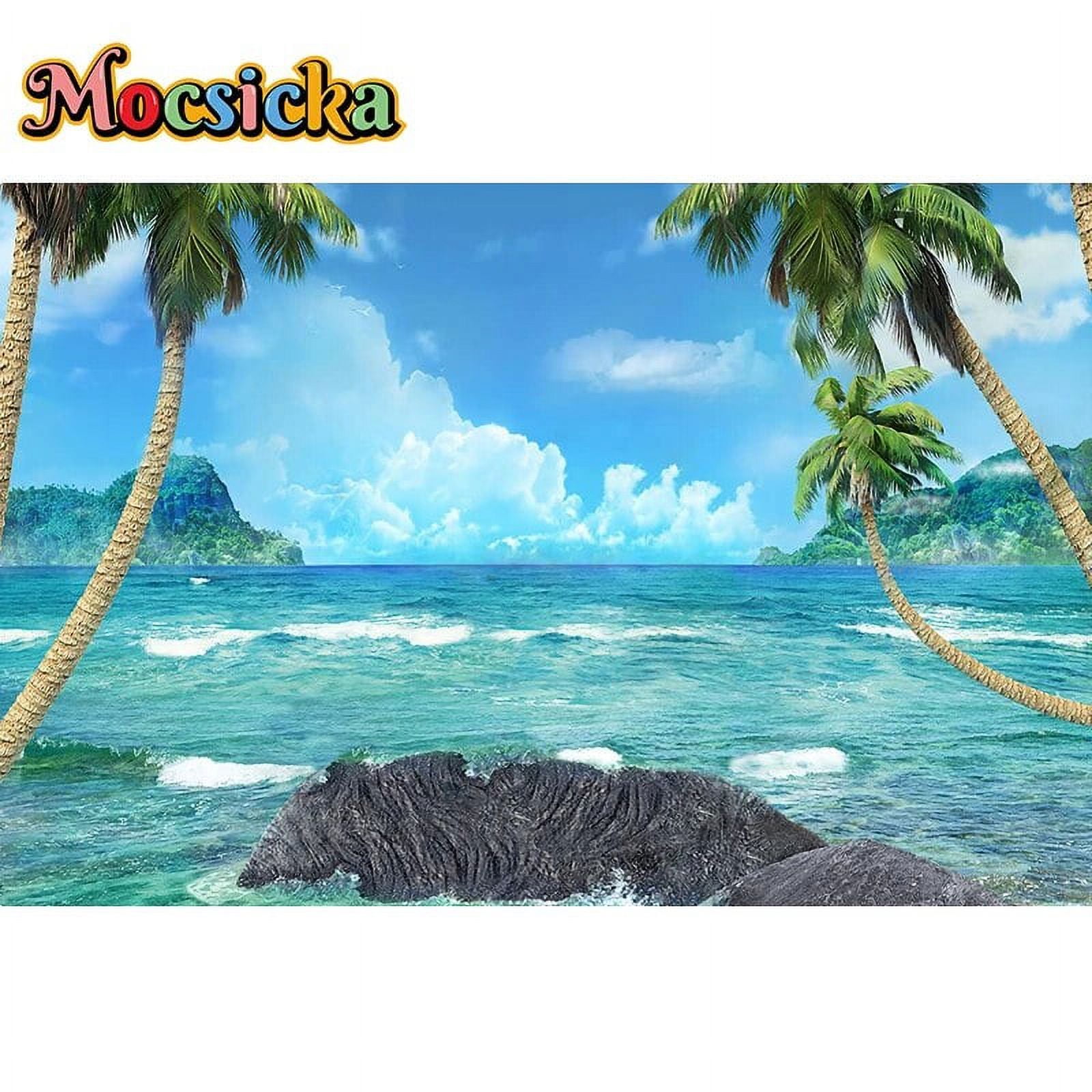 Summer Hawaii Beach Backdrop Seaside Camping Surfboards Palm Trees ...