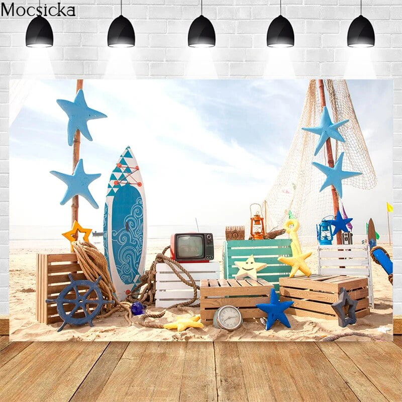Summer Hawaii Beach Background StarSurfboard Decoration Child Portrait ...