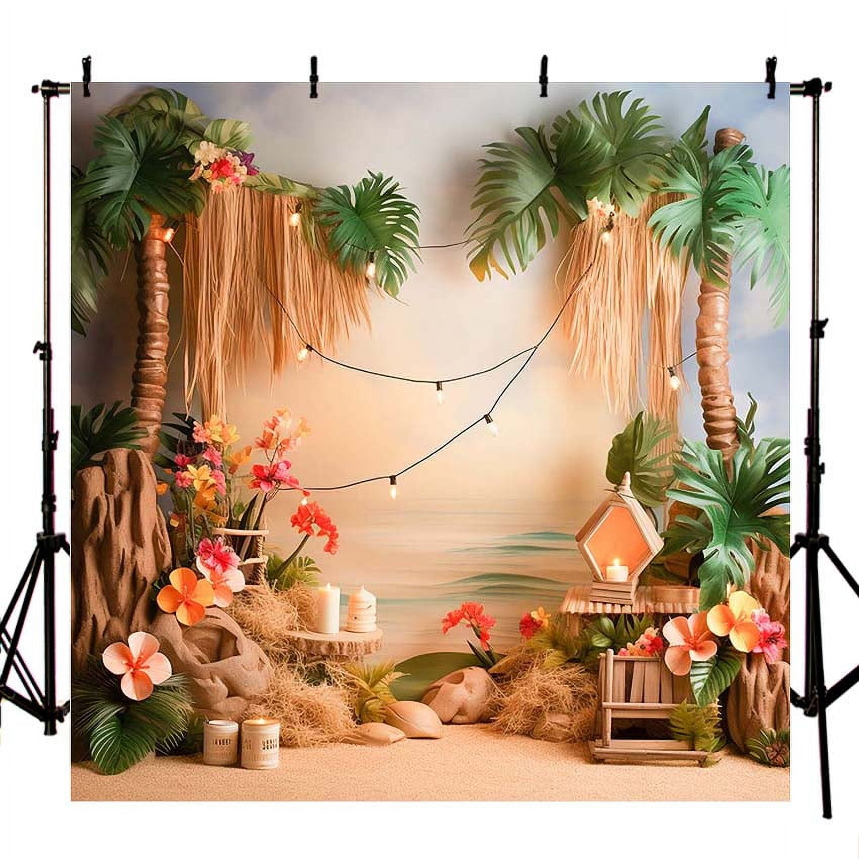 Summer Hawaii Beach Floral Luau Aloha Girl Birthday Party Cake Smash r ...