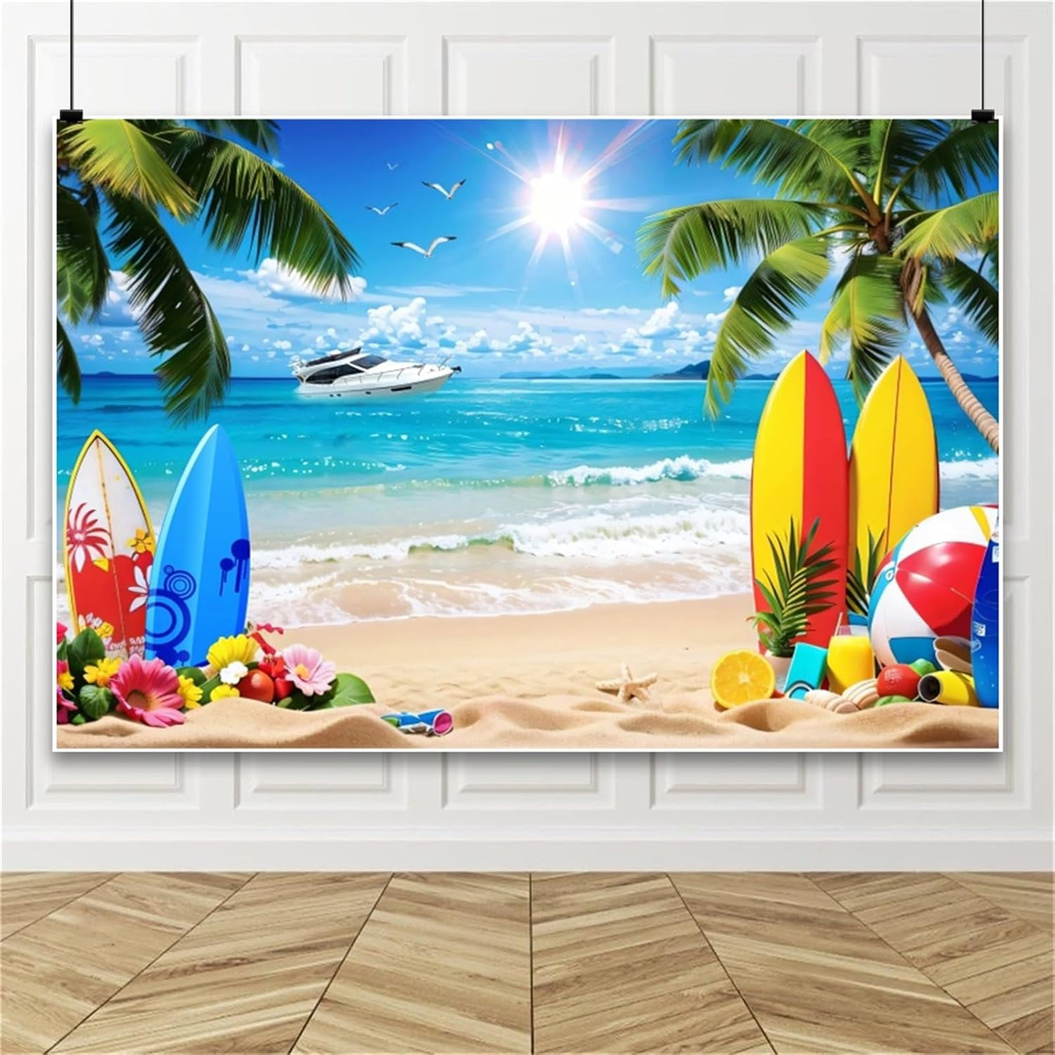 Summer Hawaii Beach Photo Beautiful Backdrop Hawaii Sunshine Palm Tree ...