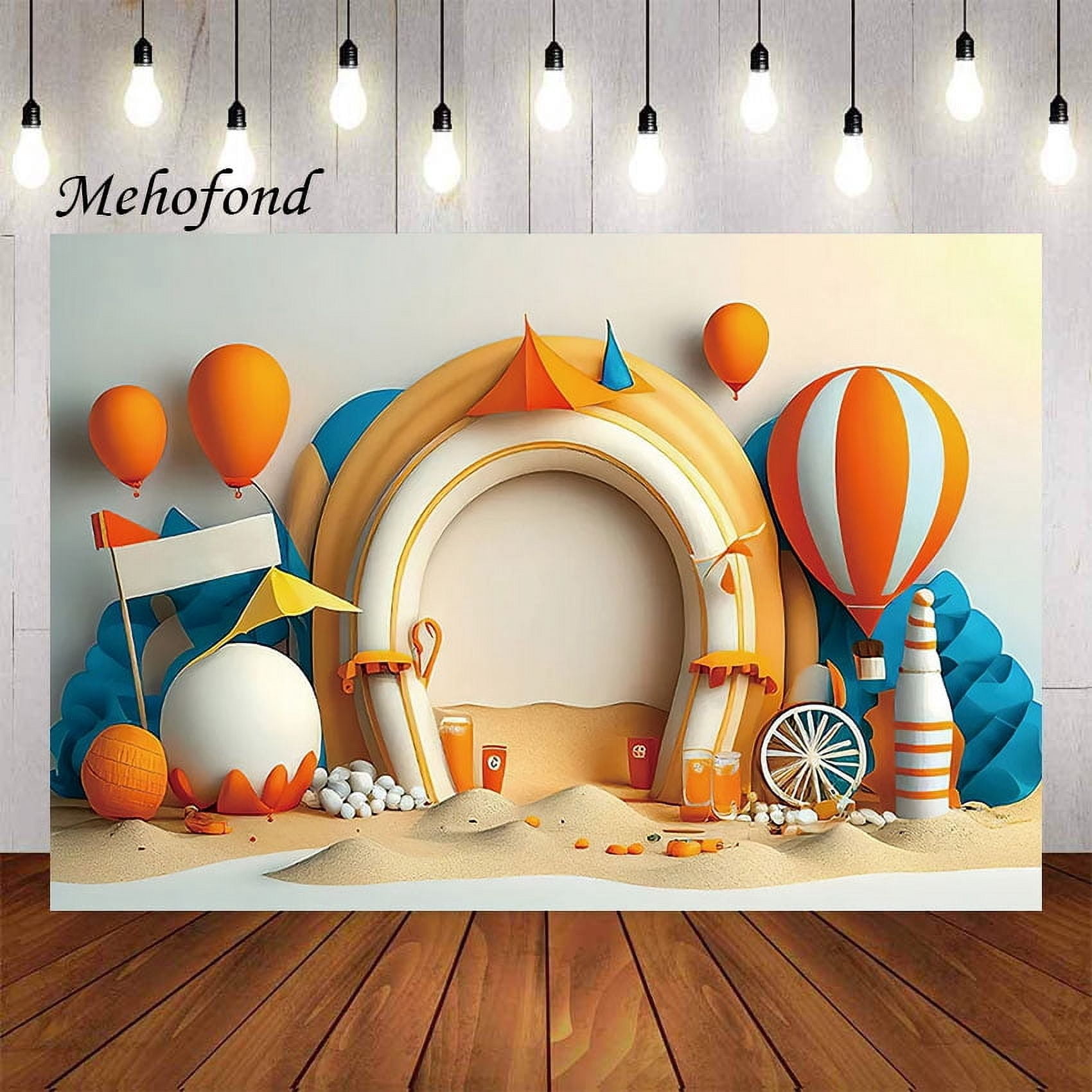 Summer Hawaii Sea Beach Hot Air Balloon Kids Birthday Party Portrait r ...