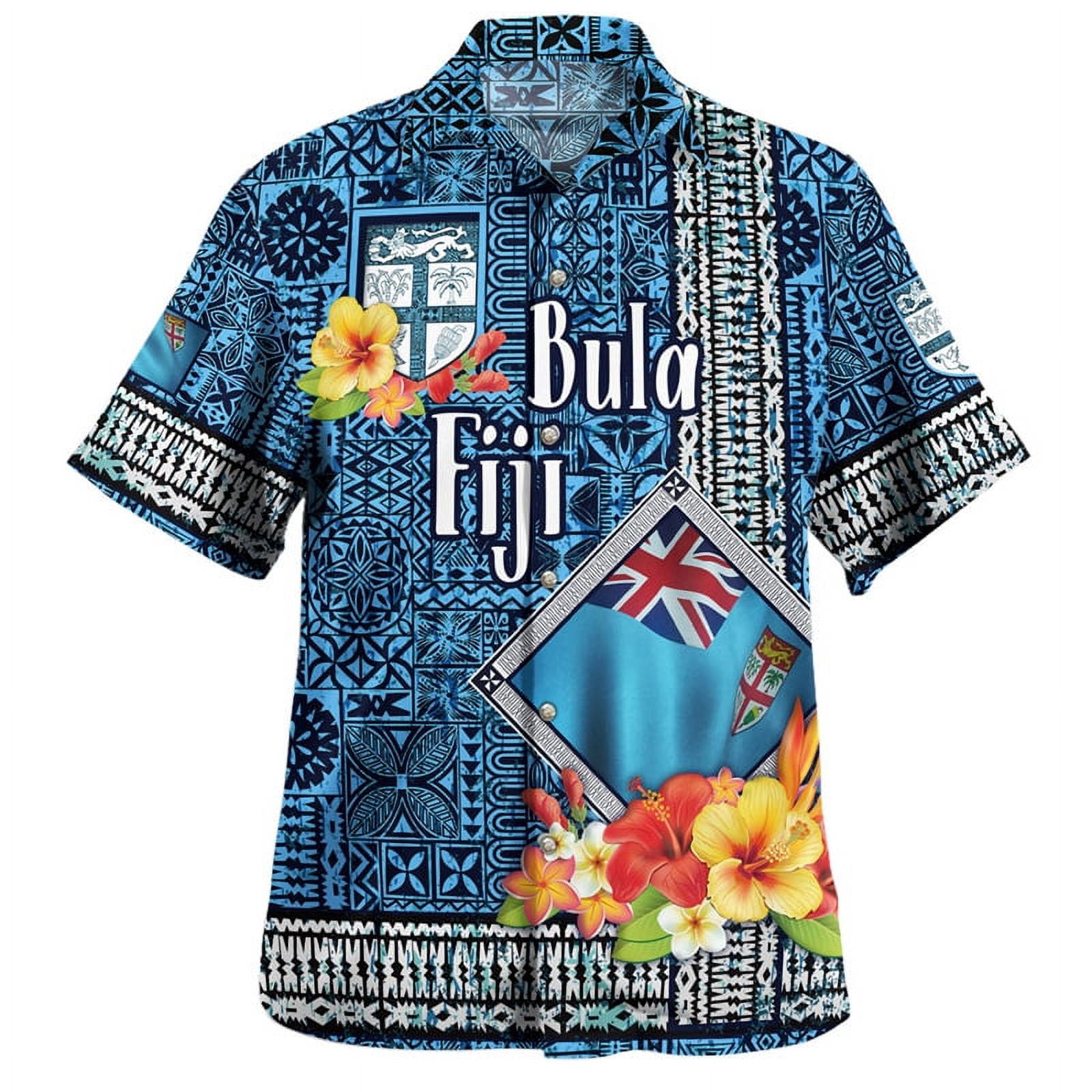 Summer Hawaiian 3D BULA FIJI Flag Emblem Printing Shirts Men ...