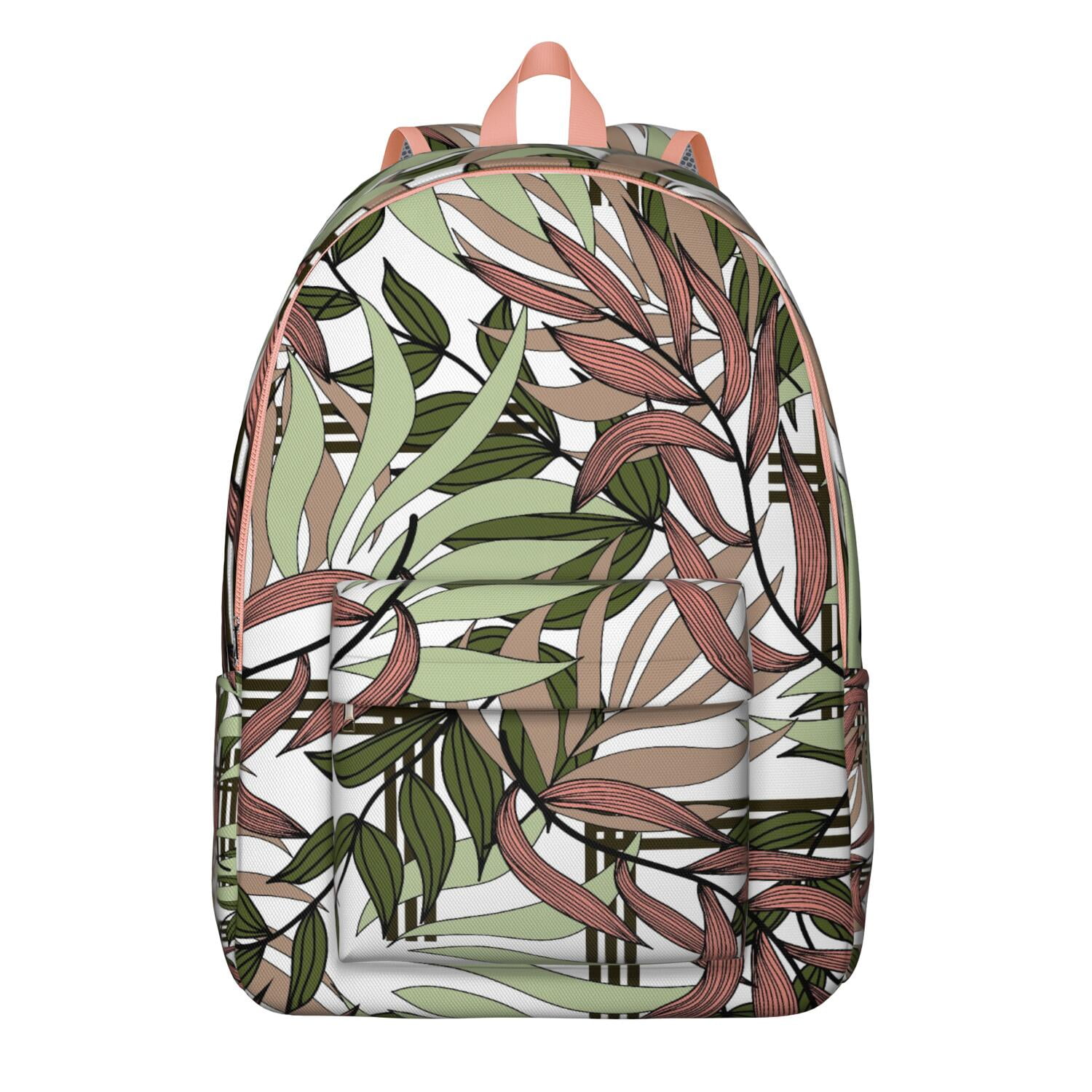 Summer Hawaiian Backpack, Tropical Floral School Bag with Jungle Leaves ...