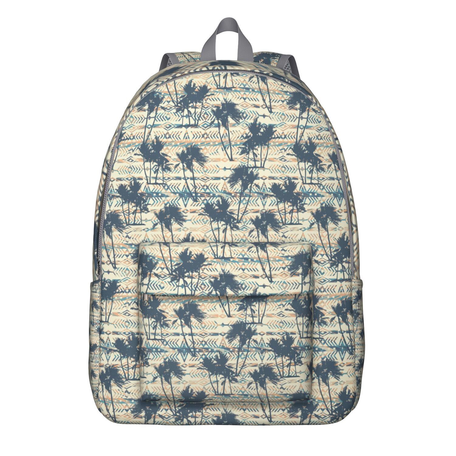 Summer Hawaiian Backpack, Tropical Floral School Bag with Jungle Leaves ...