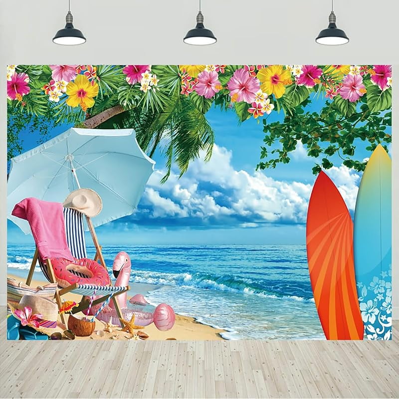 Summer Hawaiian Beach Backdrop for Summer Luau Aloha Theme Party ...