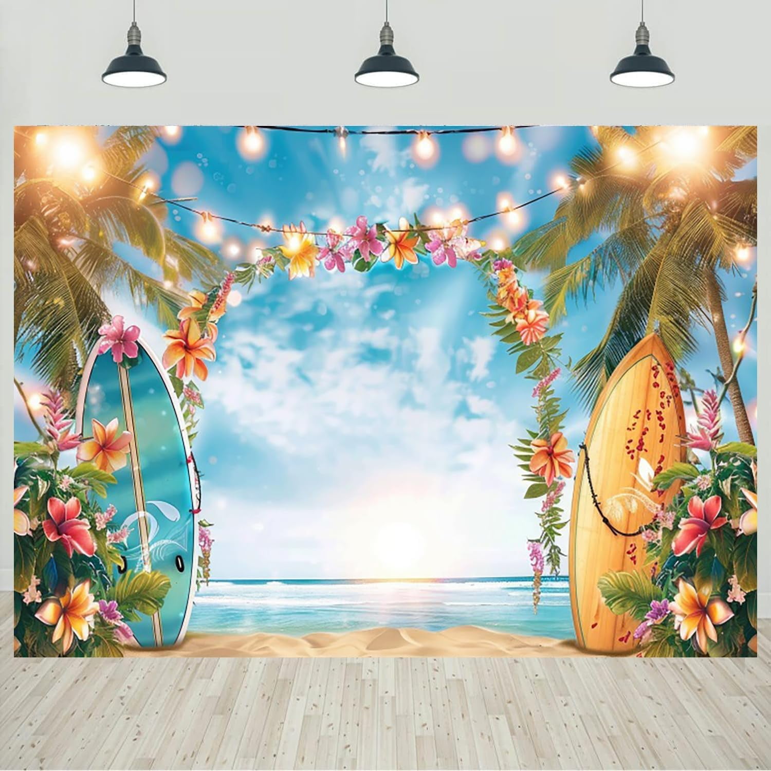 Summer Hawaiian Beach Backdrop Tropical Hawaii Luau Aloha Theme Party ...