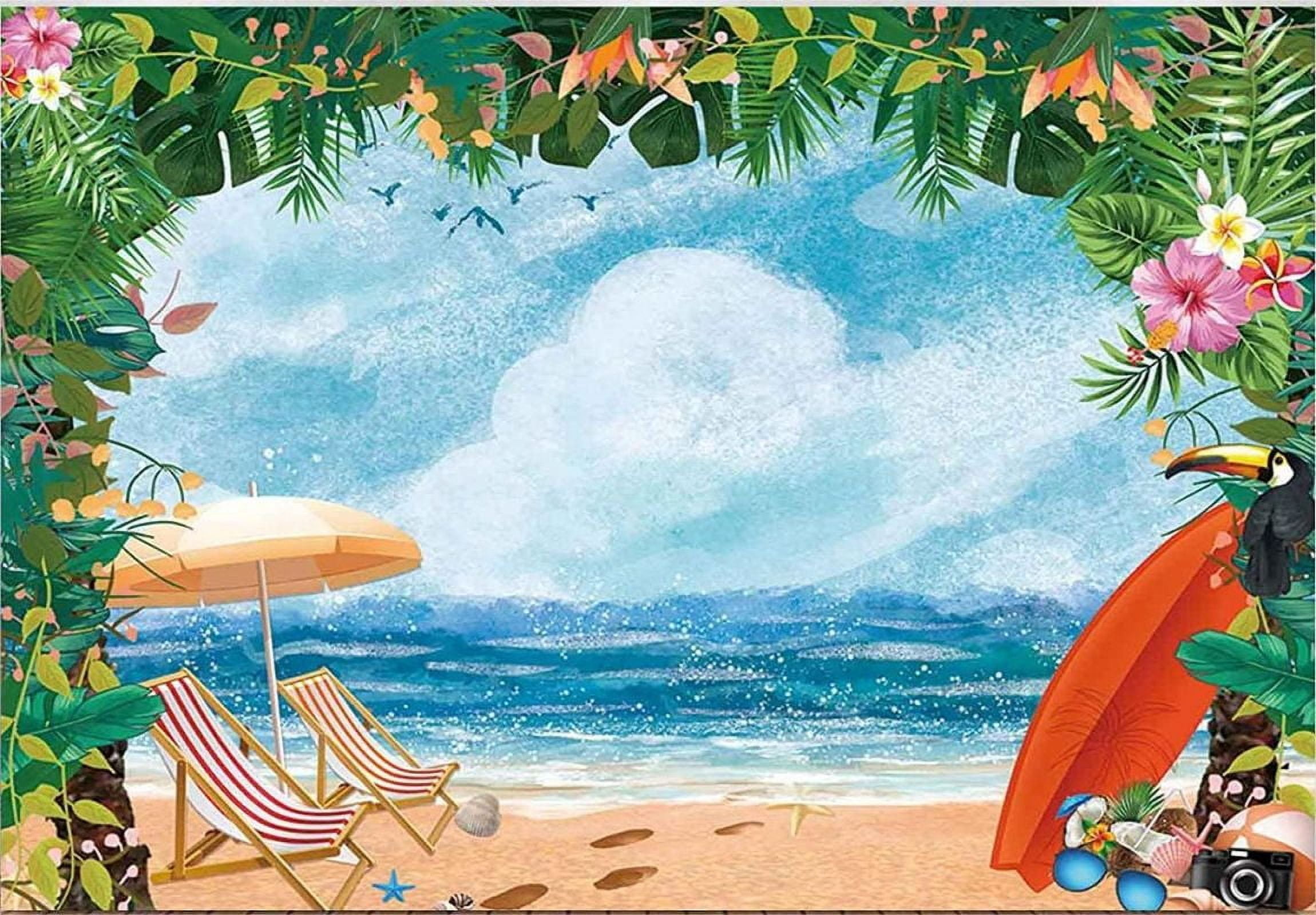 Summer Hawaiian Pool Beach Tropical Surfing Background Custom Birthday ...