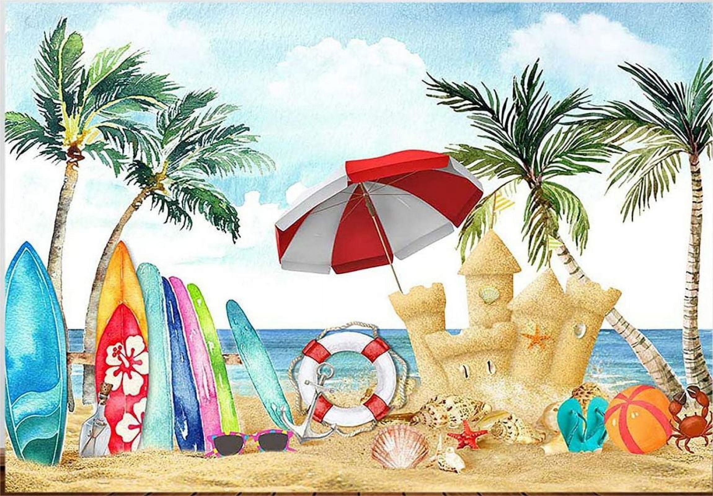 Summer Hawaiian Pool Beach Tropical Surfing Background Custom Birthday ...