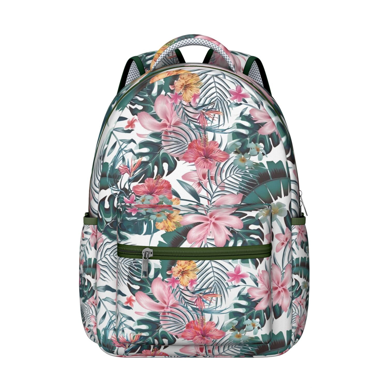 Summer Hawaiian School Backpack Tropical Floral Jungle Leaves Design ...