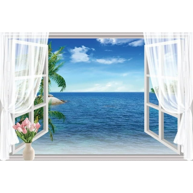 Summer Hawaiian Tropical Window Ocean Island Natural Scenery Photo ...