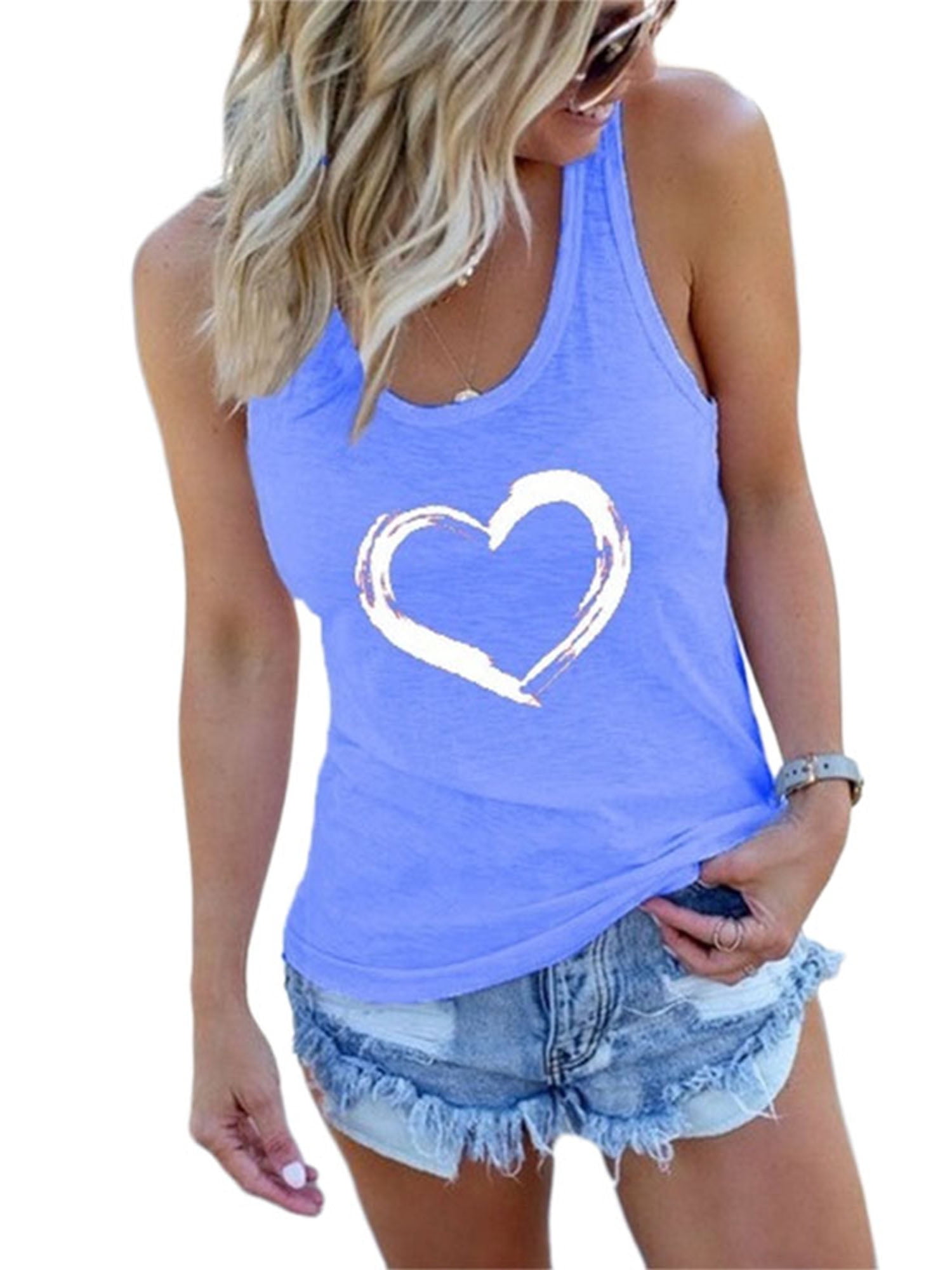 Summer Heart Graphic Tank Tops for Women Graphic Vest Tank Tops ...