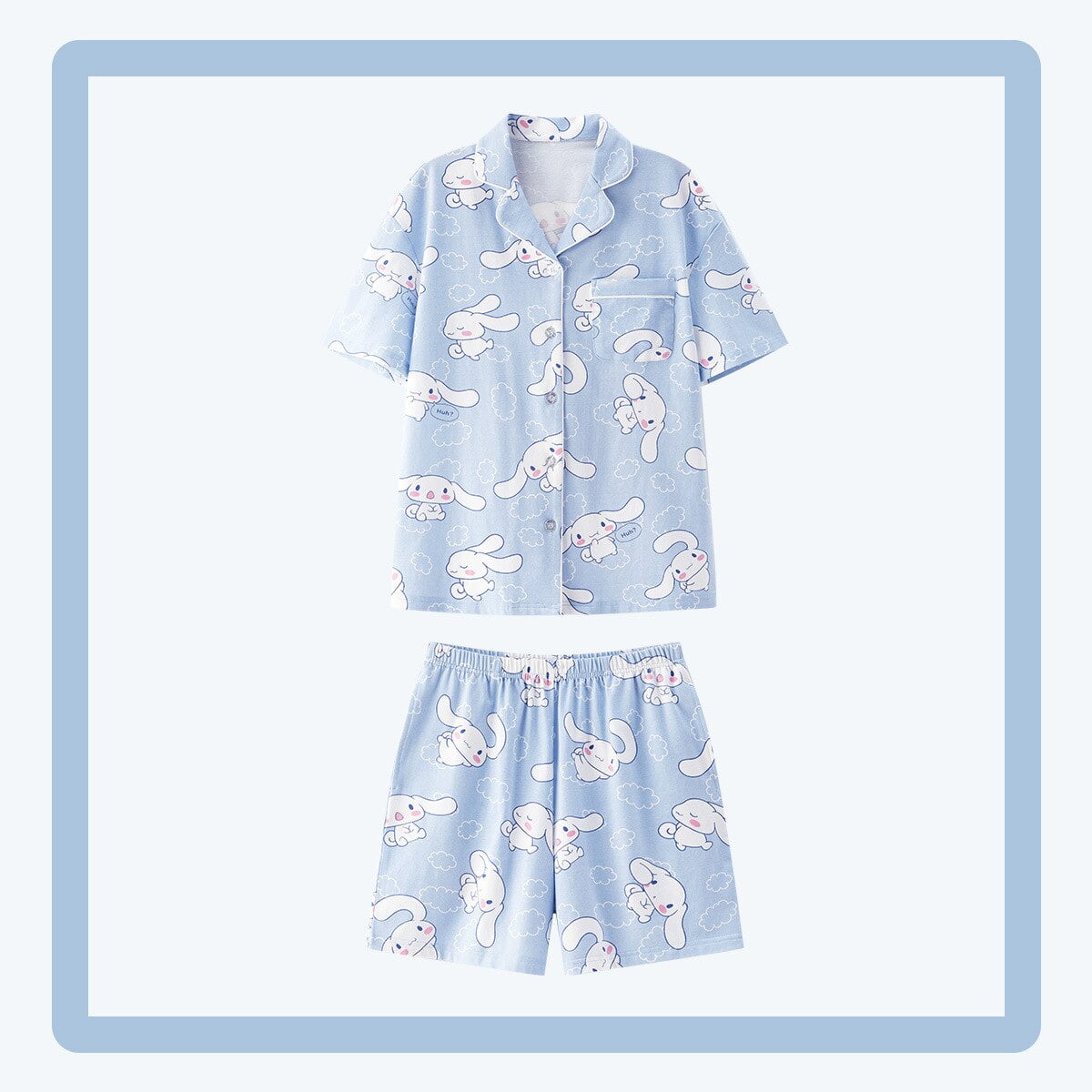 Summer Hello Kitty Kuromi Same Yellow Pom Pom Purin Pajama Women Cotton ...