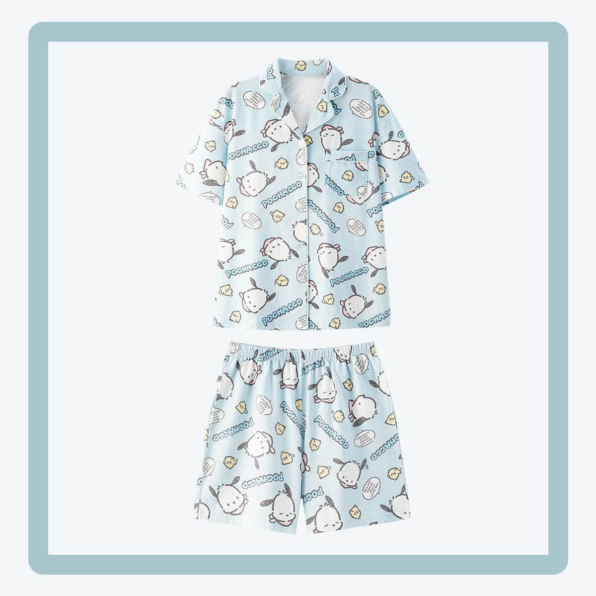 Summer Hello Kitty Kuromi Same Yellow Pom Pom Purin Pajama Women Cotton ...